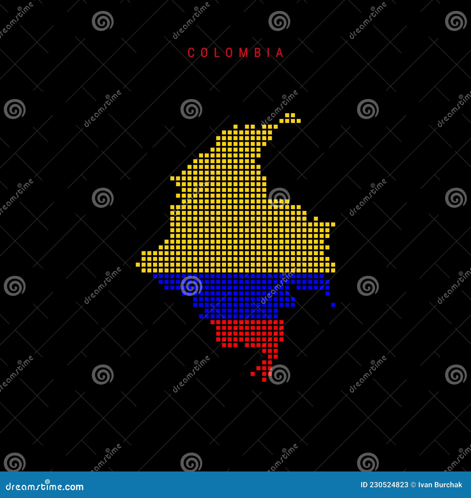 Pixel Colombia Map Cartoon Vector | CartoonDealer.com #119442215