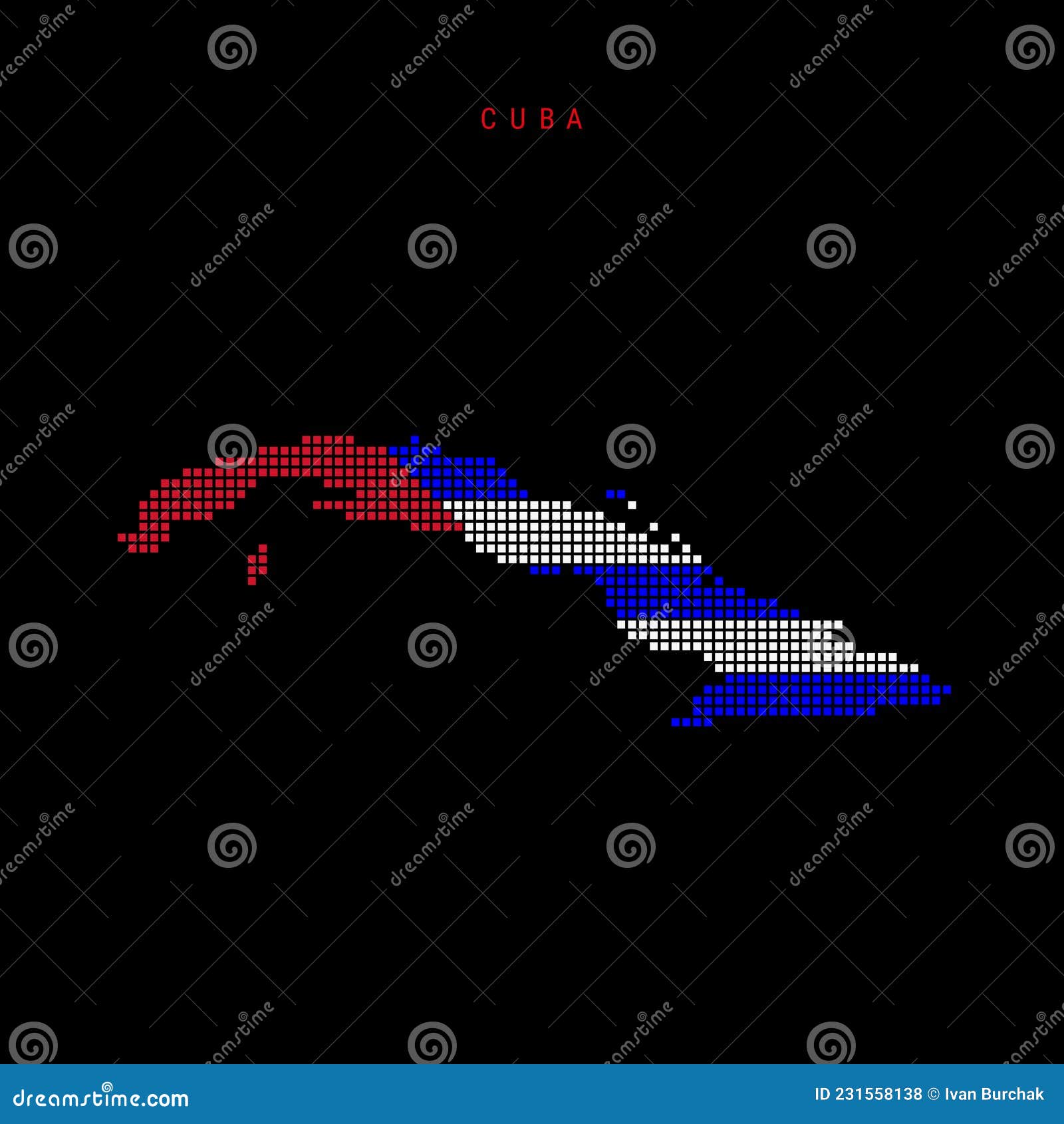 Square Dots Pattern Map Of Cuba. Dotted Pixel Map With Flag Colors ...