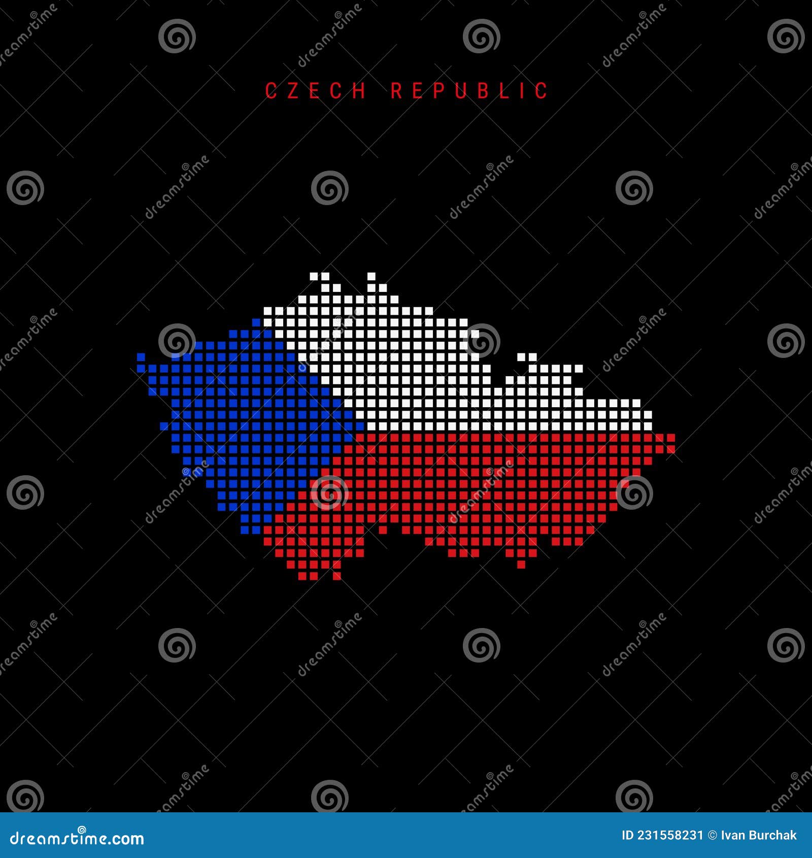 Square Dots Pattern Map of Czech Republic. Dotted Pixel Map with Flag ...