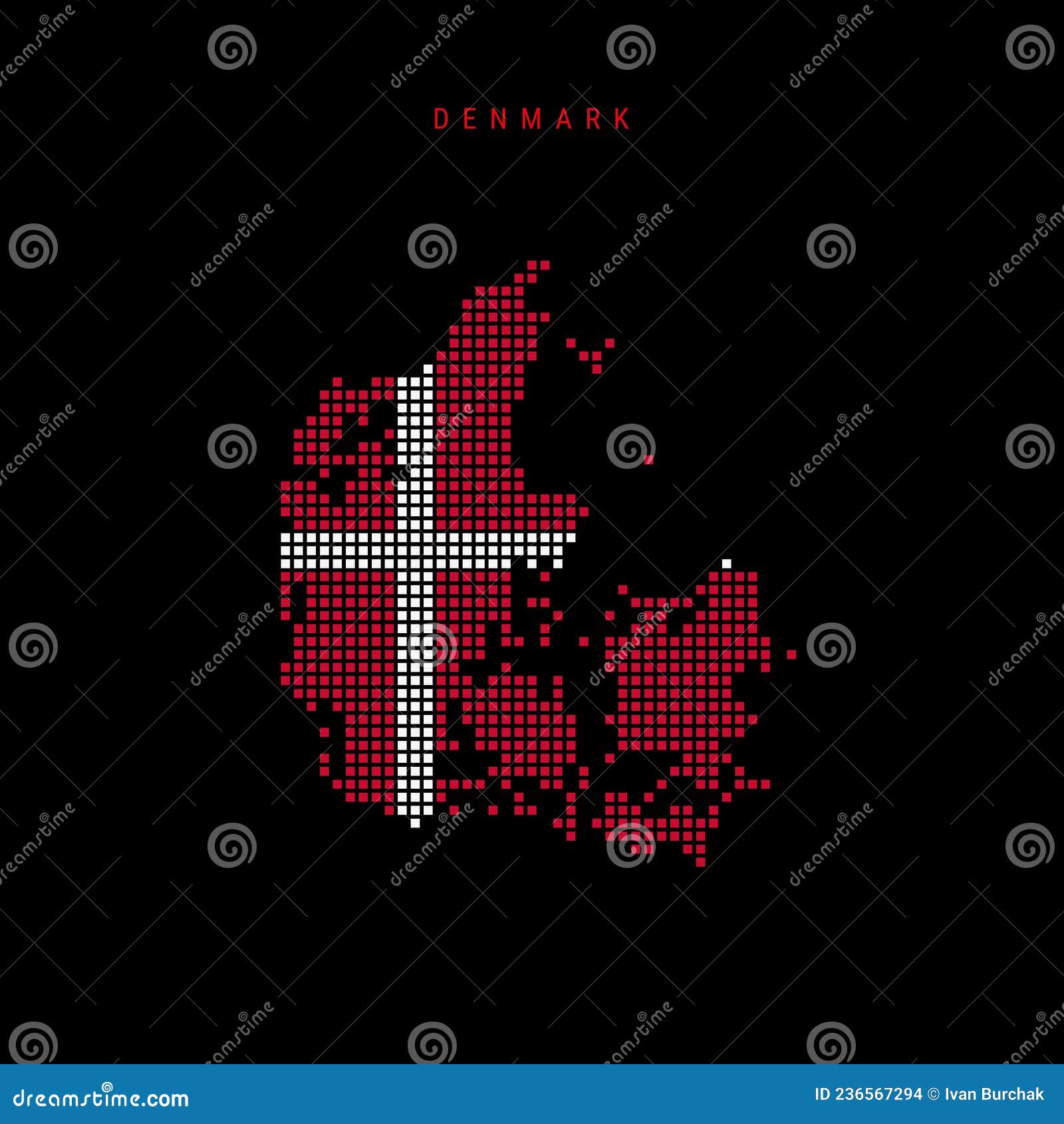 Pixel Map Of Denmark. Vector Dotted Map Of Denmark Isolated On White ...