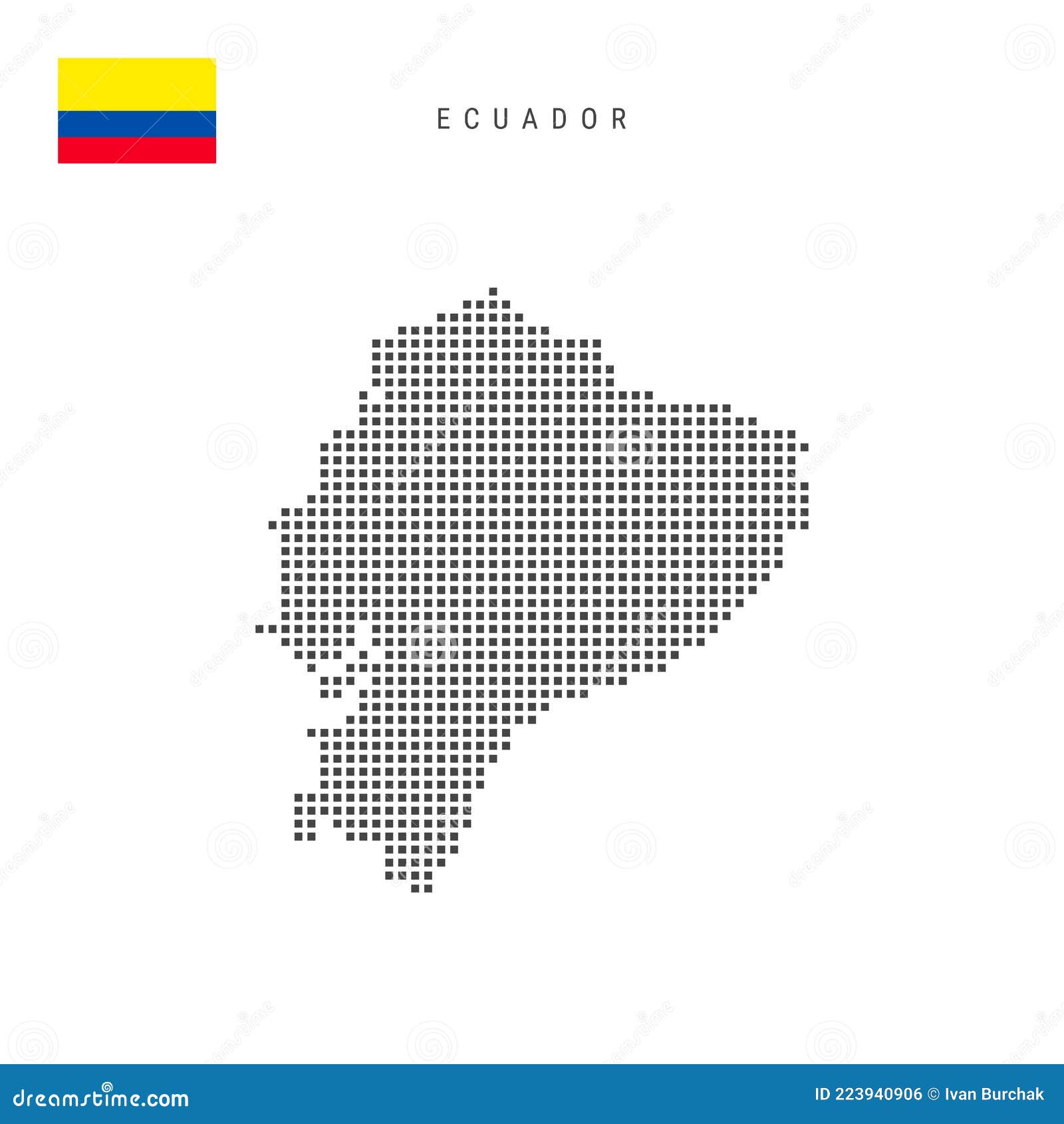 Pixel Map Of Ecuador. Vector Dotted Map Of Ecuador Isolated On White ...