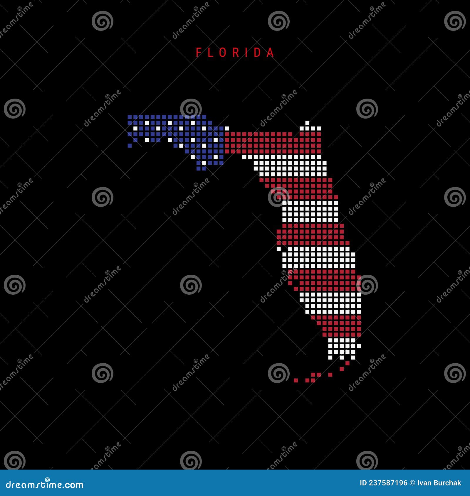Pixel Florida Map Cartoon Vector | CartoonDealer.com #119442831