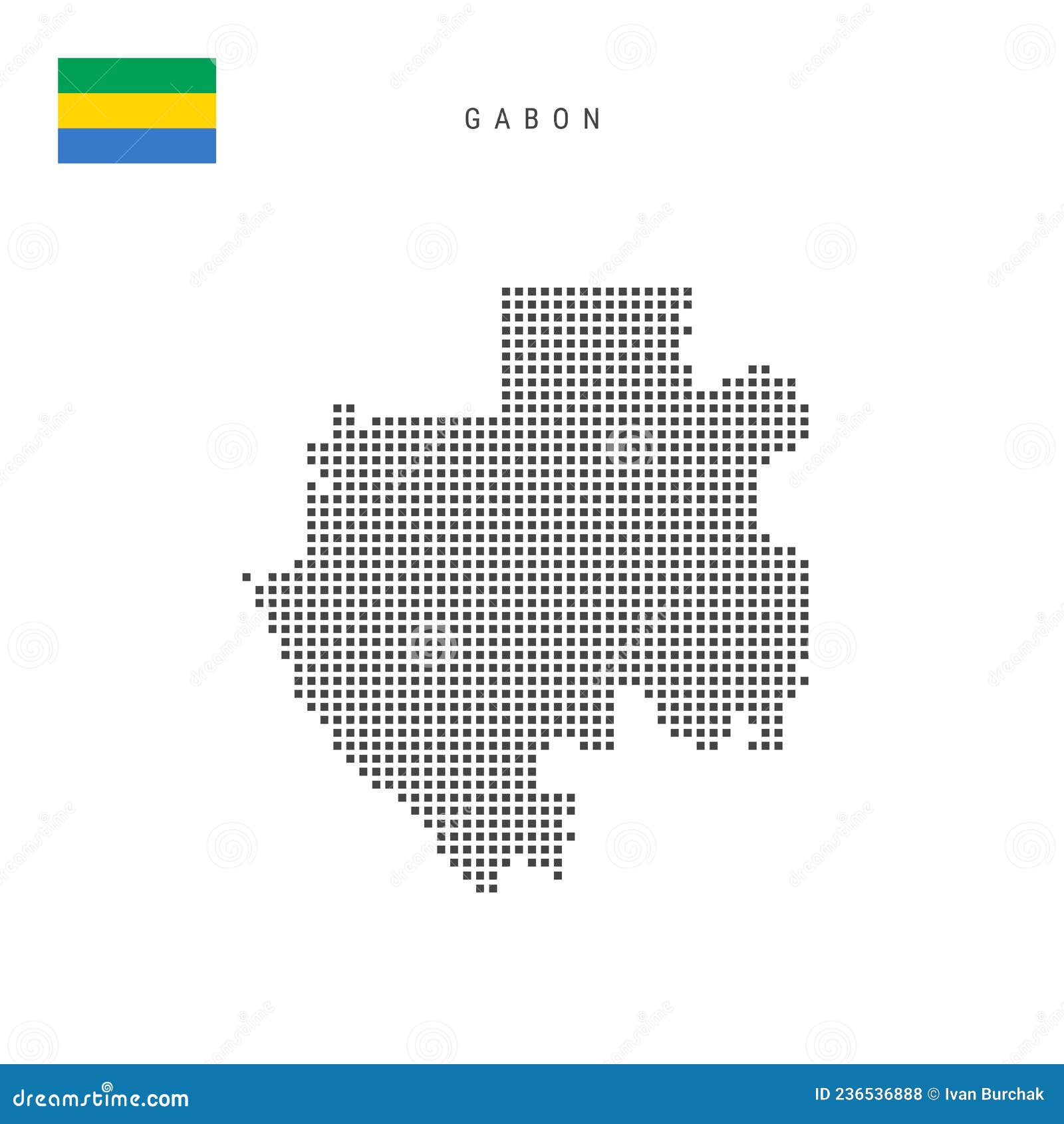 Square Dots Pattern Map Of Gabon Gabonese Dotted Pixel Map With Flag