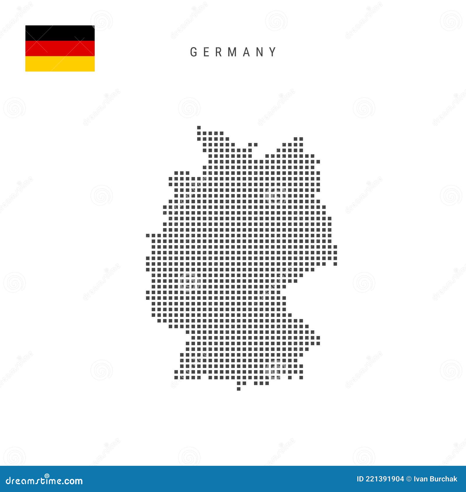 Square Dots Pattern Map of Germany. German Dotted Pixel Map with Flag ...