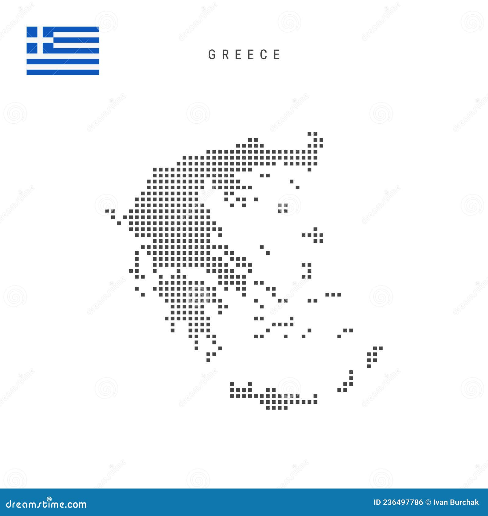 Square Dots Pattern Map of Greece. Greek Dotted Pixel Map with Flag ...