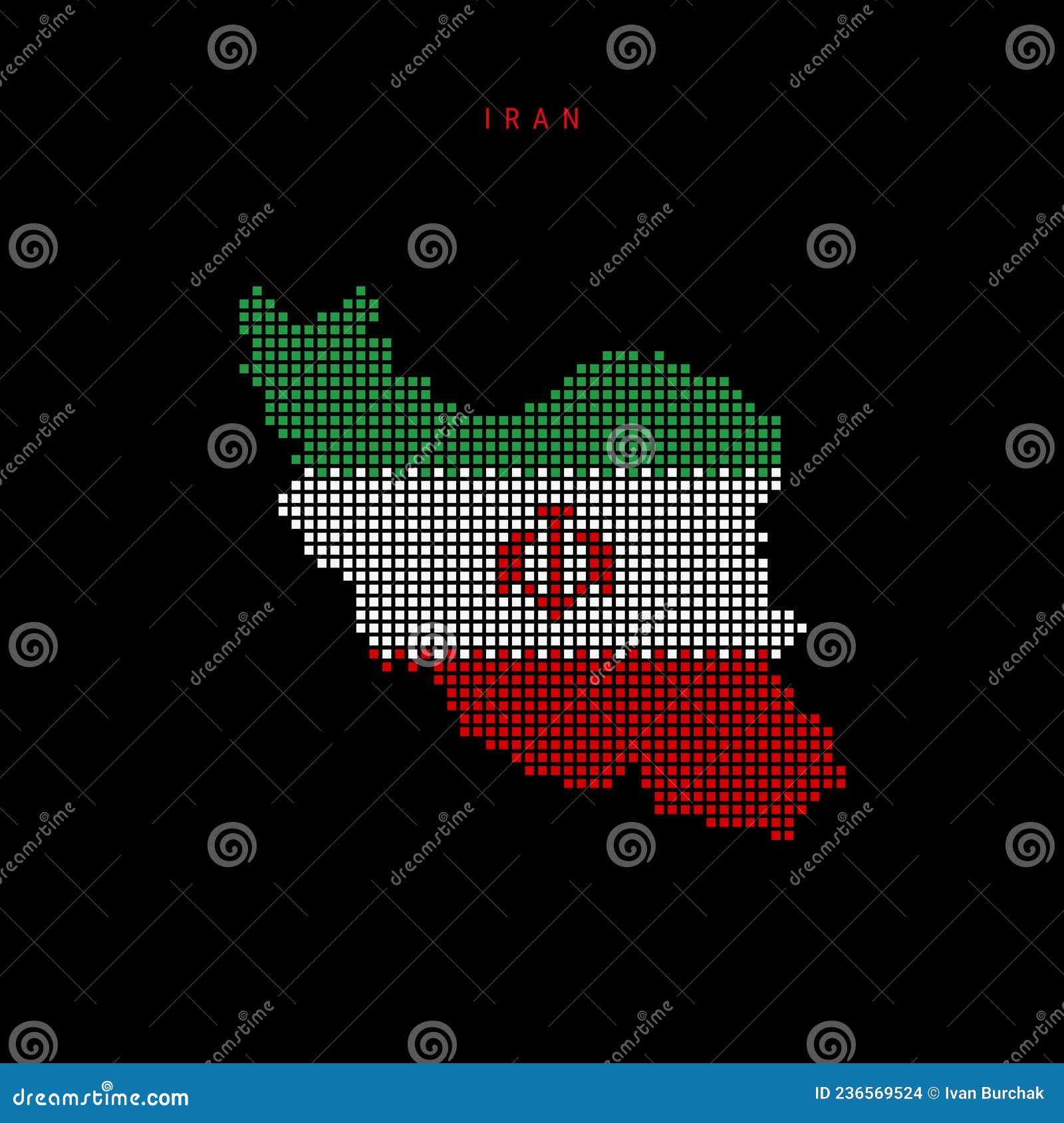 Square Dots Pattern Map of Iran. Dotted Pixel Map with Flag Colors ...