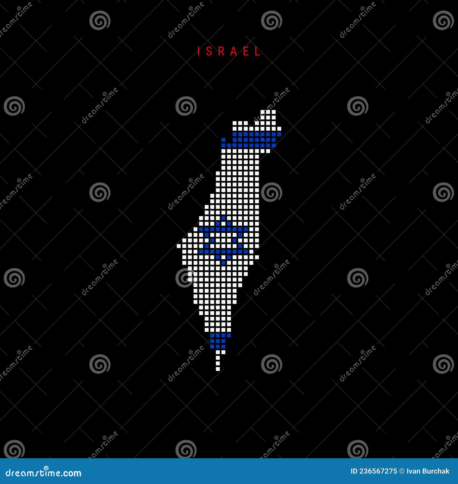 Pixel Map Of Israel. Vector Dotted Map Of Israel Isolated On White ...