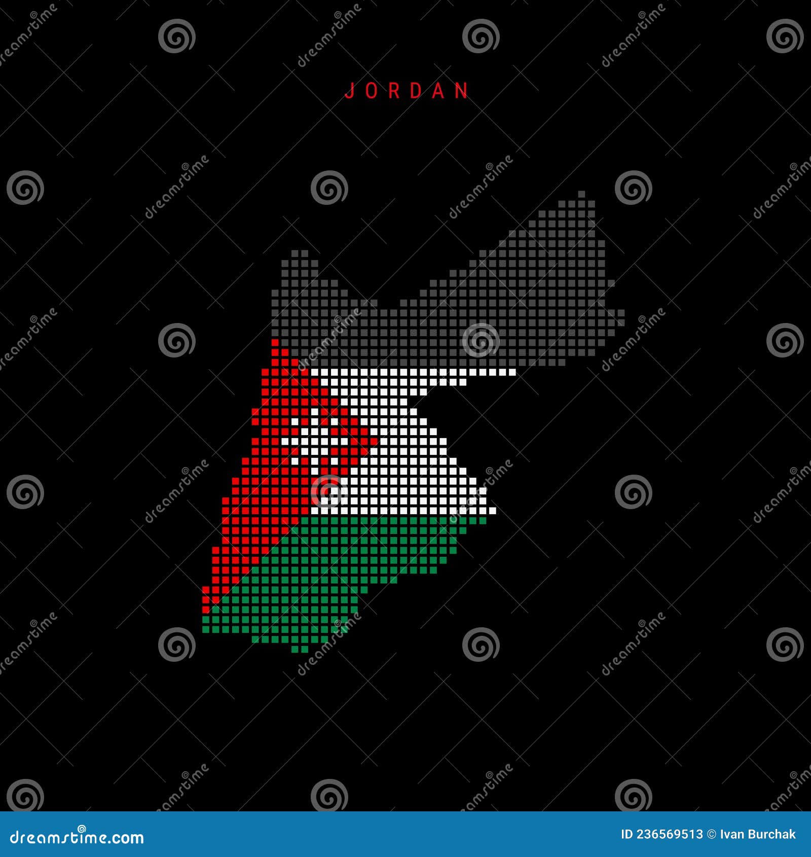 Pixel Map Of Jordan. Vector Dotted Map Of Jordan Isolated On White ...