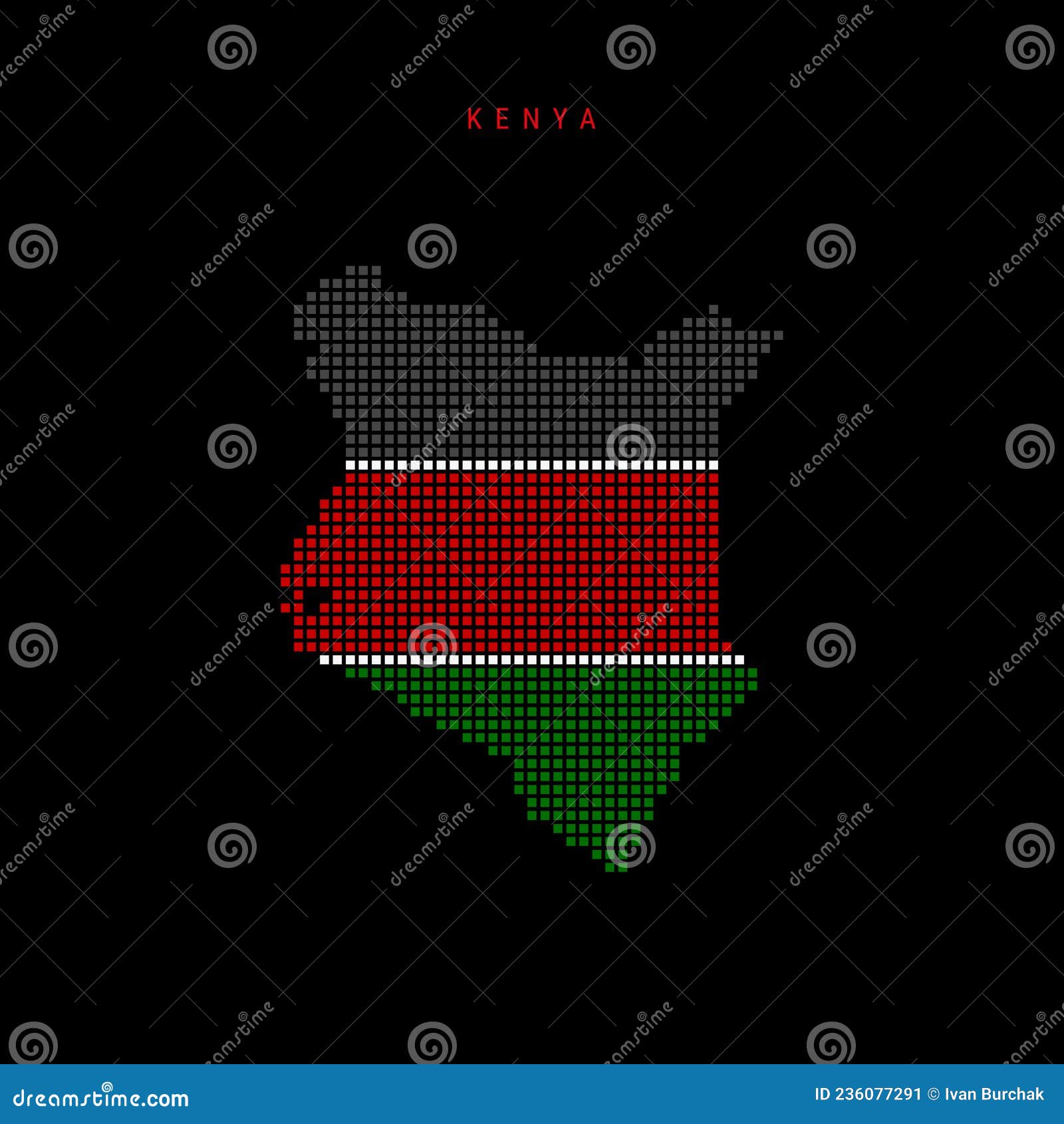 Square Dots Pattern Map of Kenya. Kenyan Dotted Pixel Map with Flag ...