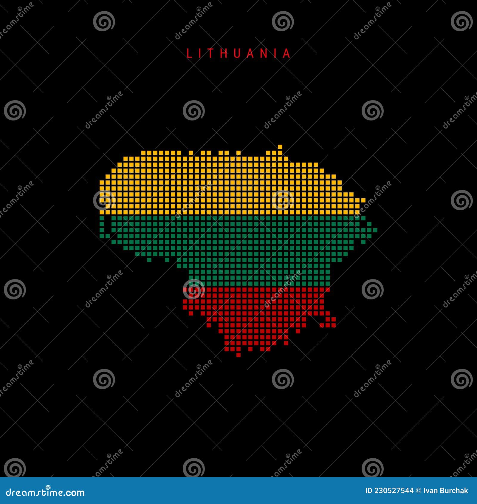 Square Dots Pattern Map of Lithuania. Dotted Pixel Map with Flag Colors ...
