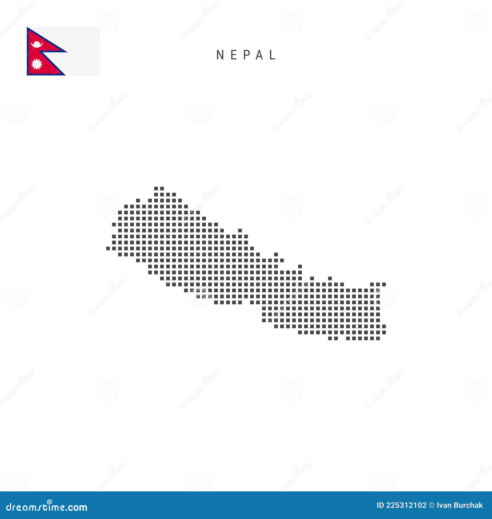 Nepal Map. Nepali Country Map. Black And White Nepalese National Nation ...