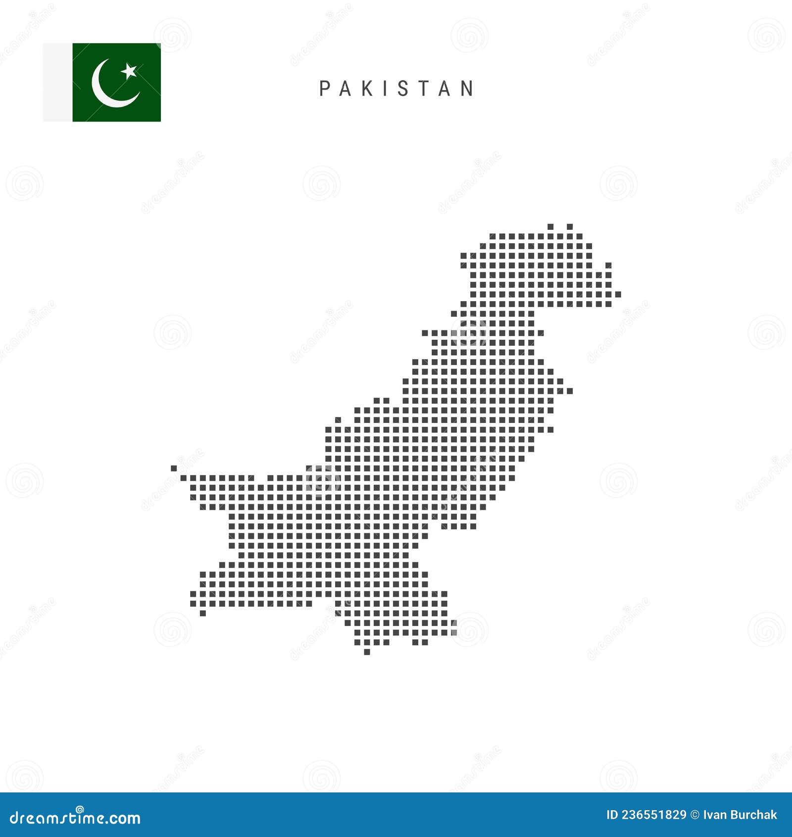 Square Dots Pattern Map of Pakistan. Pakistani Dotted Pixel Map with ...
