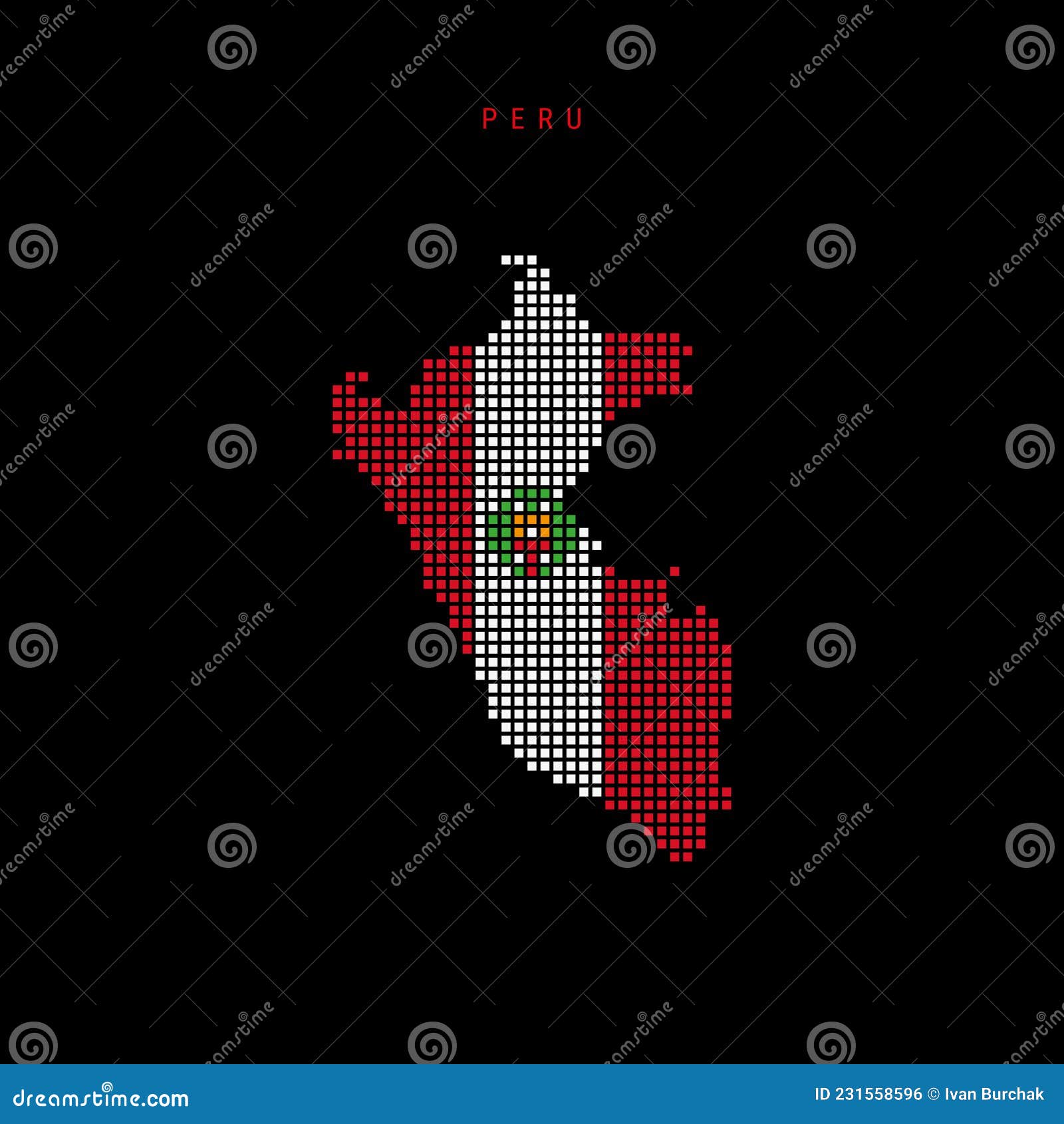 Pixel Map Of Peru. Vector Dotted Map Of Peru Isolated On White ...