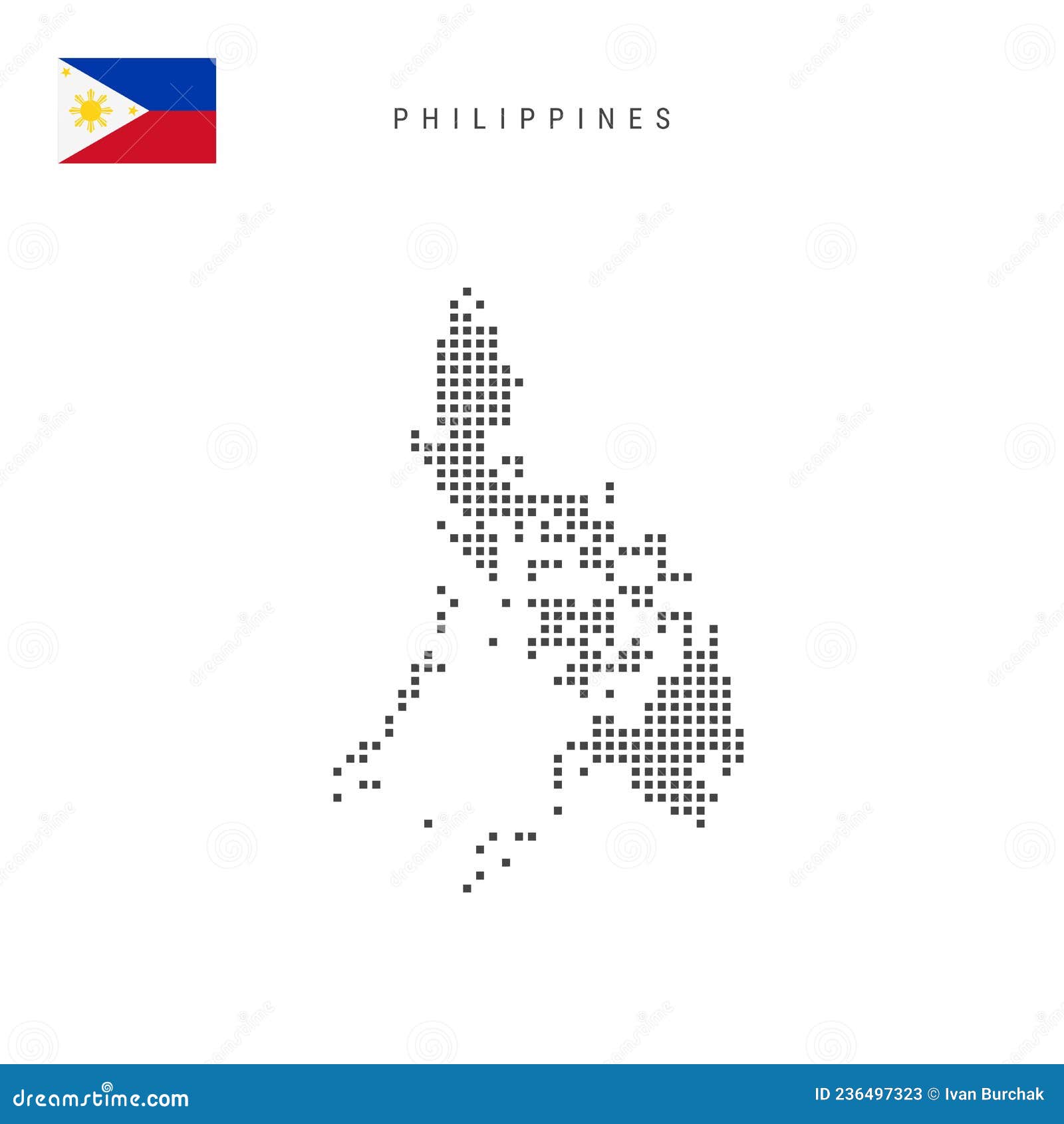 Square Dots Pattern Map Of Philippines. Philippine Dotted Pixel Map ...