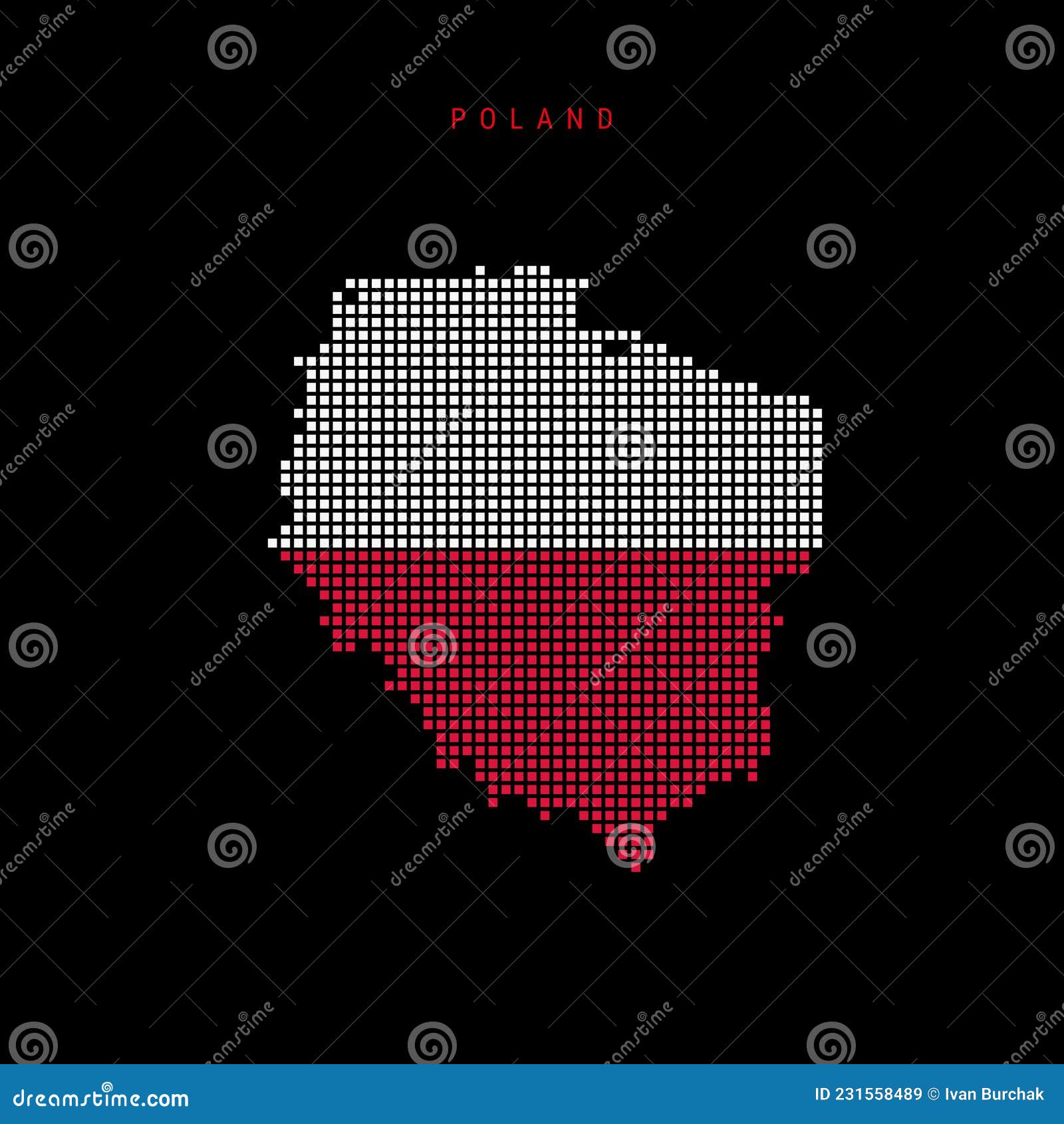 Square Dots Pattern Map of Poland. Dotted Pixel Map with Flag Colors ...