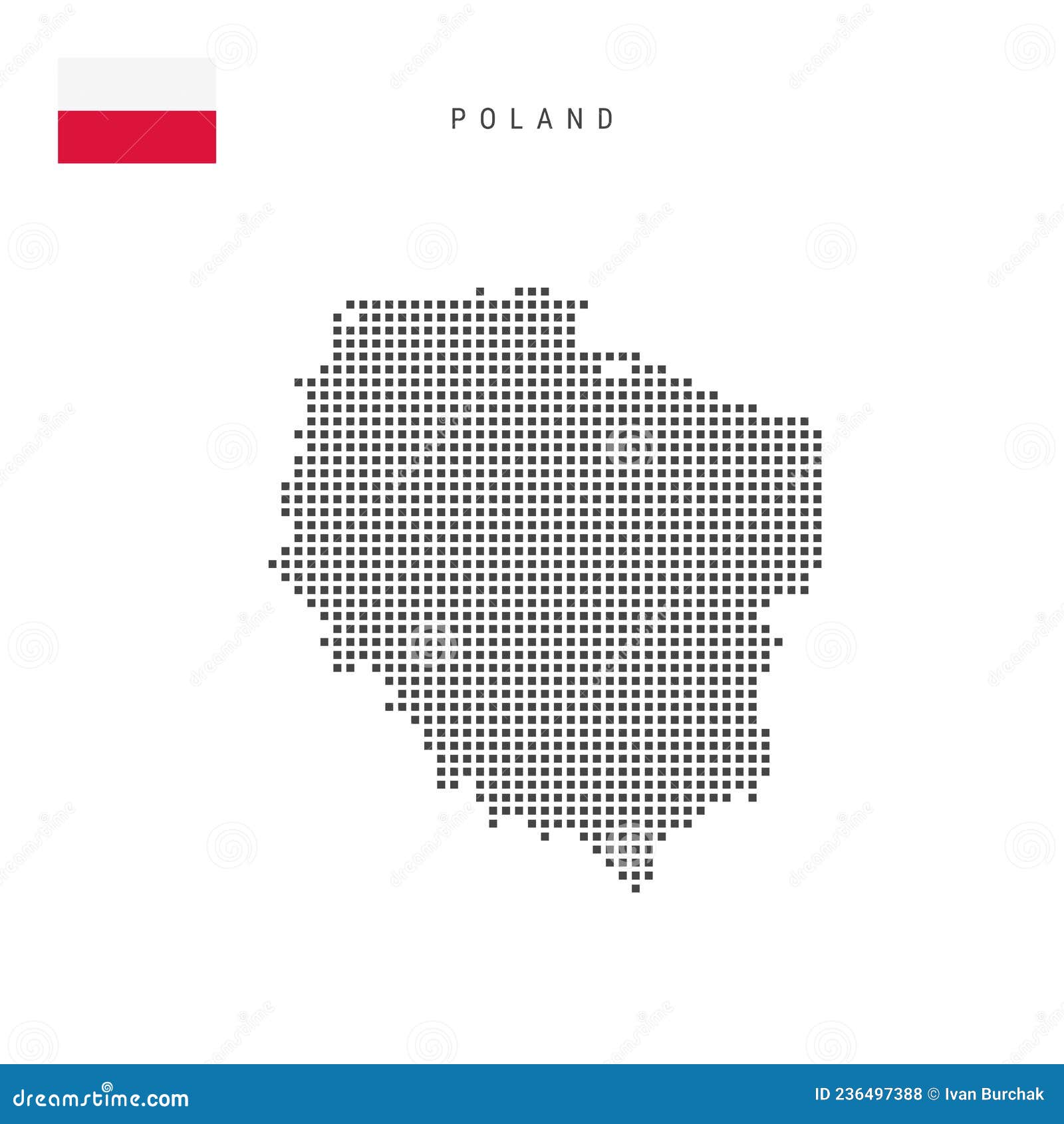 Poland Pixel Flag. Pixelated Banner Polish. Political Bit Icon. Vector ...