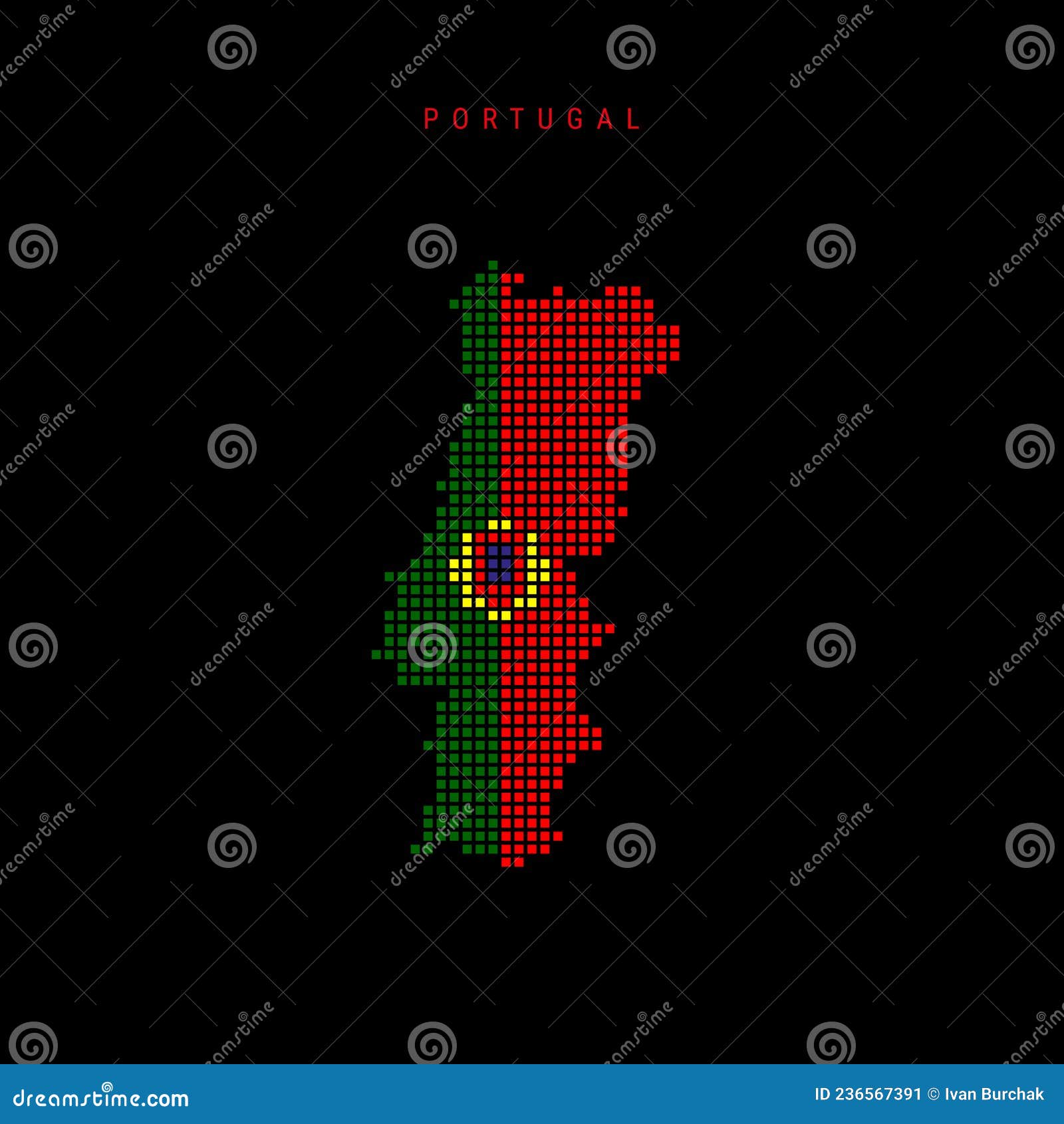 Square Dots Pattern Map of Portugal. Dotted Pixel Map with Flag Colors ...