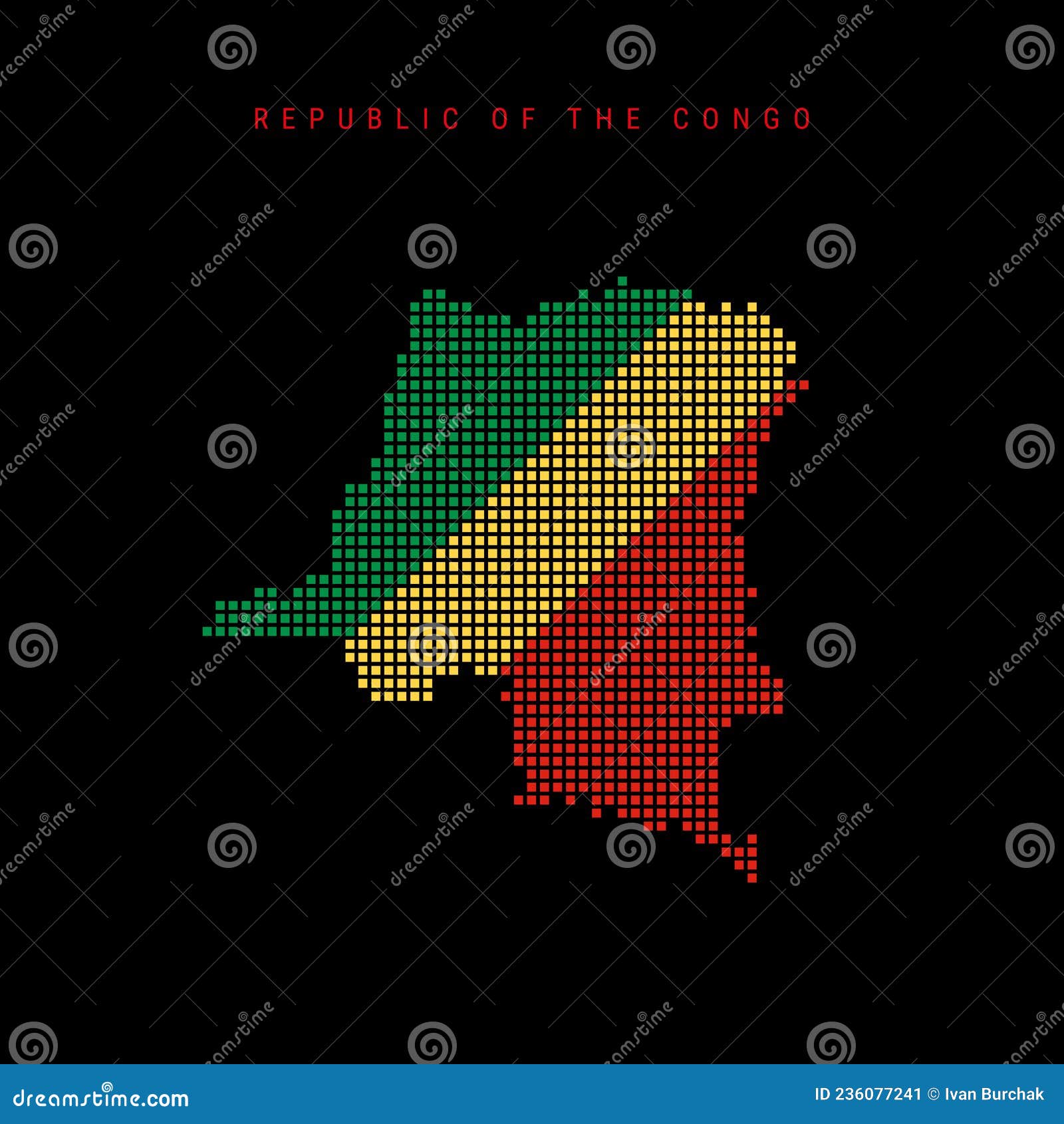 Square Dots Pattern Map of Republic of the Congo. Congolese Dotted ...