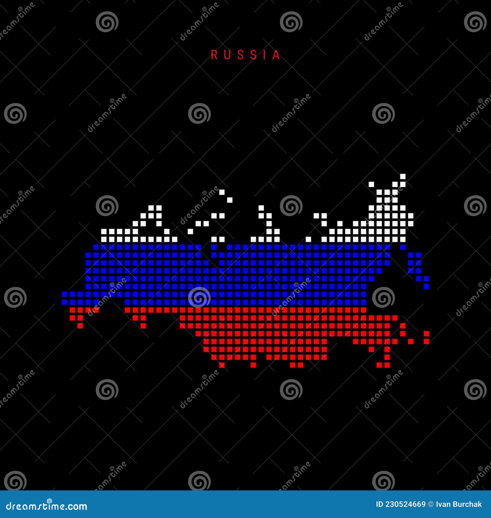 Russia Map Pixel Art. Stylize Old Game 8 Bit Cartoon Vector ...