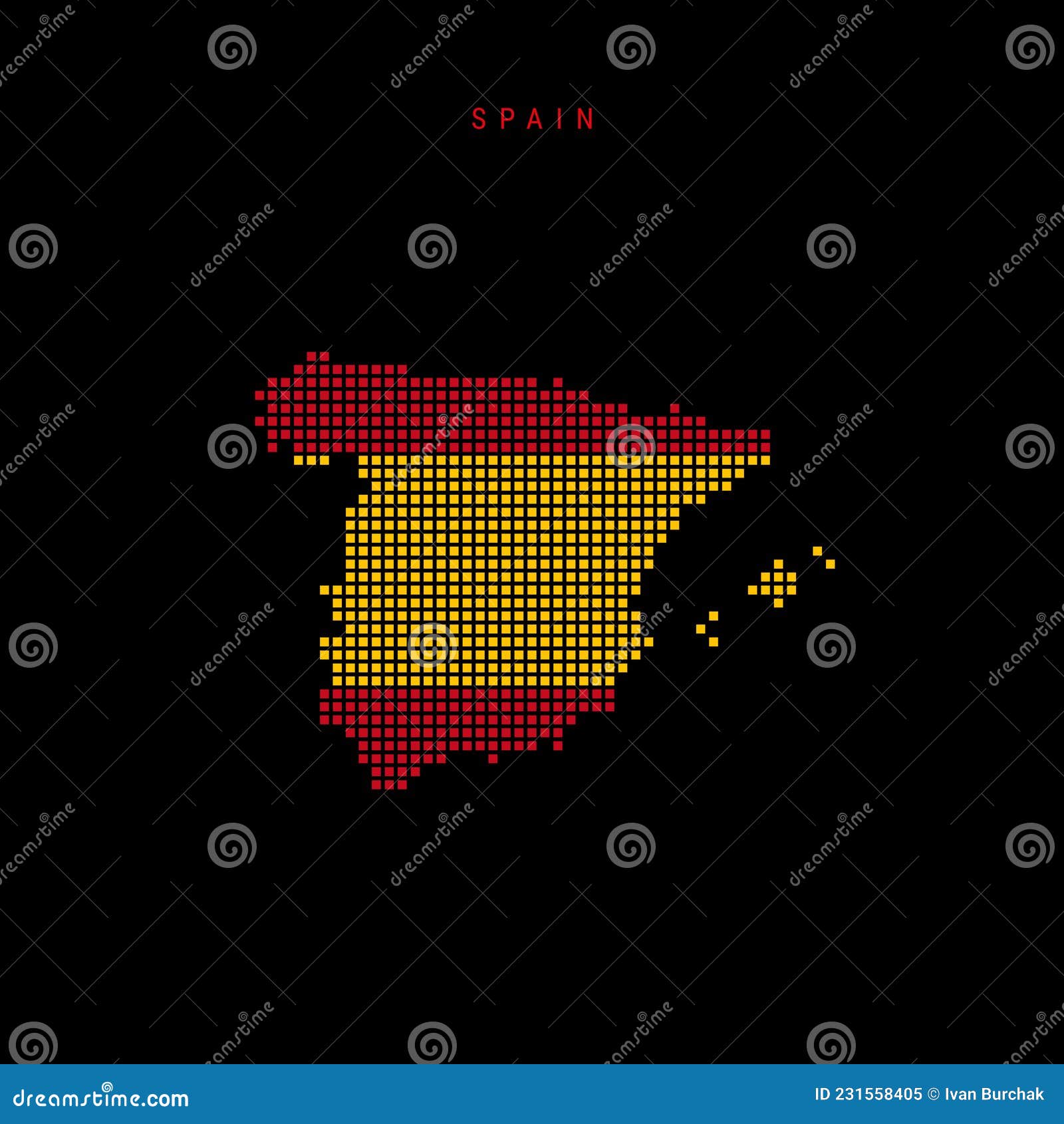 Pixel Map Of Spain. Vector Dotted Map Of Spain Isolated On White ...