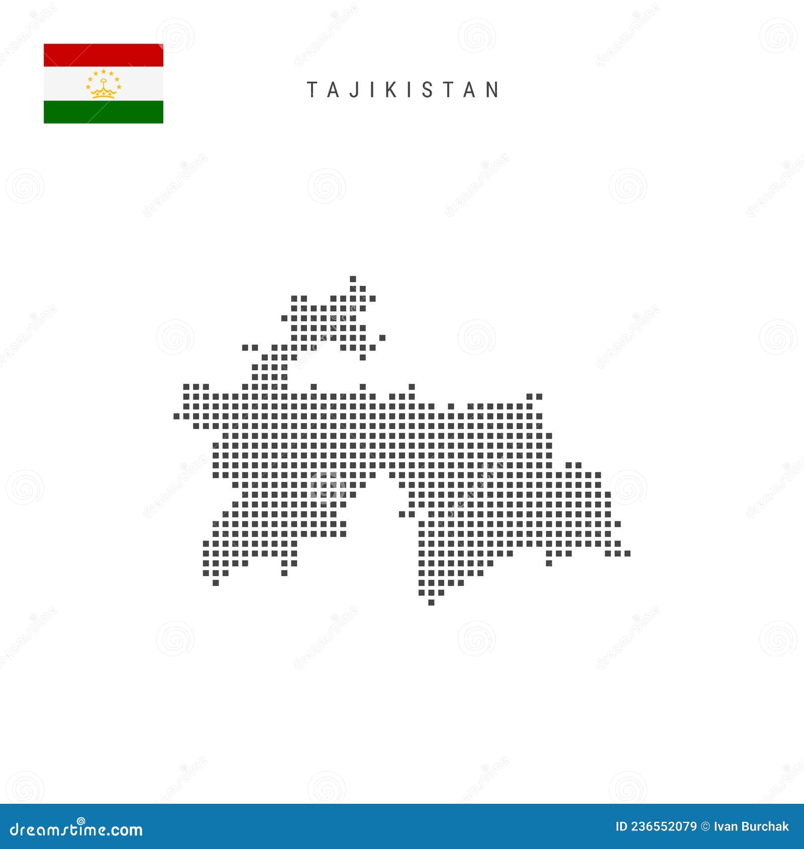 Pixel Map Of Tajikistan. Vector Dotted Map Of Tajikistan Isolated On ...