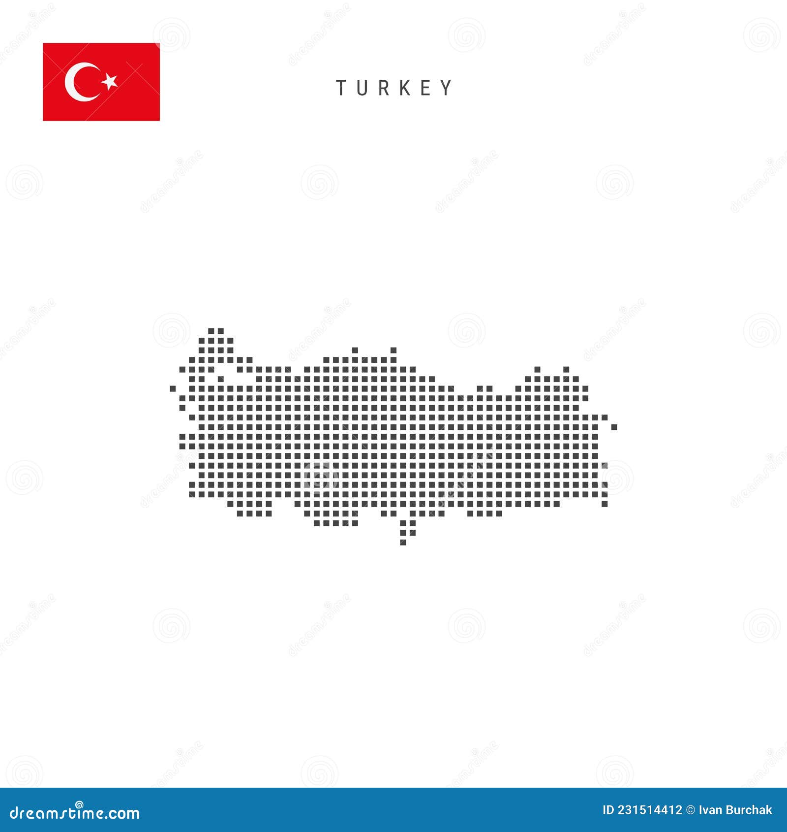 Square Dots Pattern Map of Turkey. Turkish Dotted Pixel Map with Flag ...