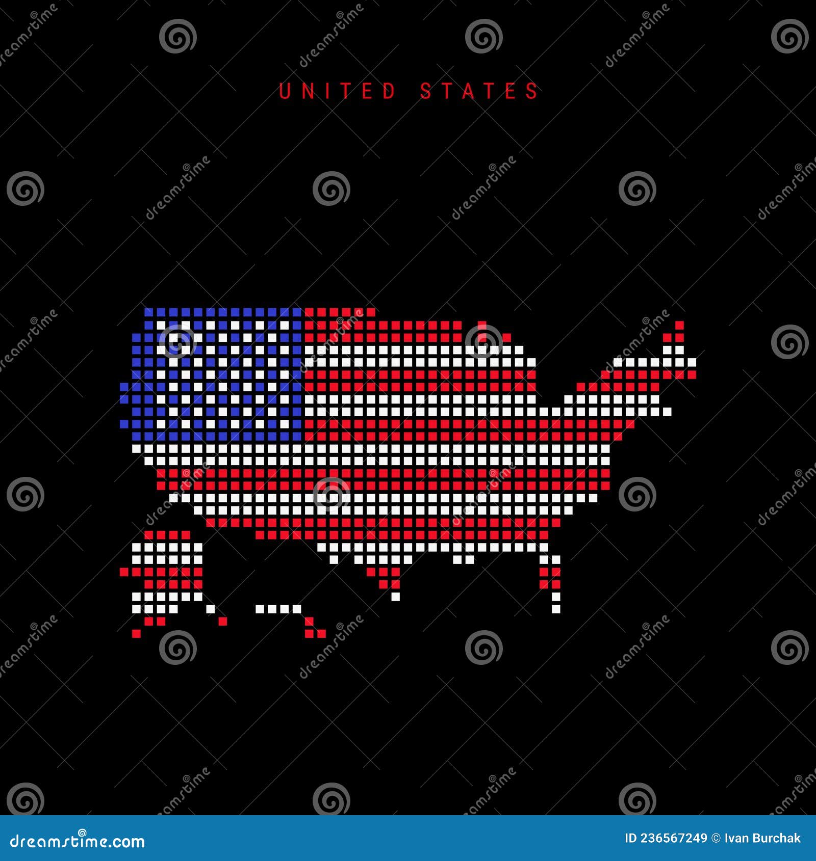50 USA States Map Pixel Perfect Icons For Black Background Cartoon ...