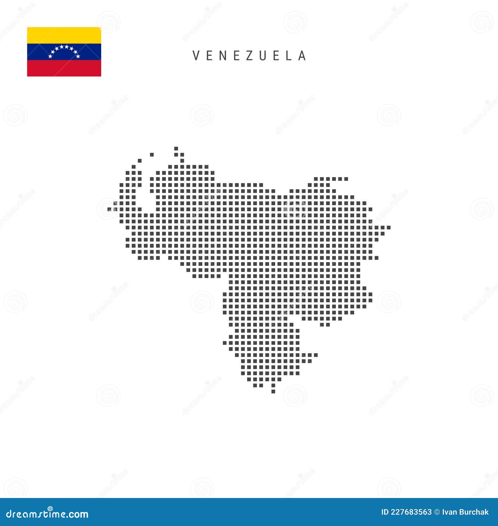 Square Dots Pattern Map of Venezuela. Venezuelan Dotted Pixel Map with ...