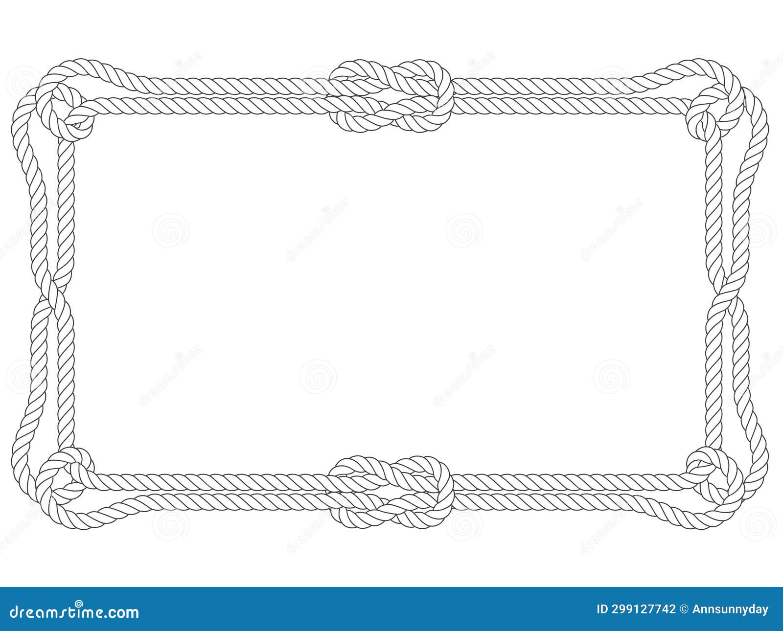 Square Double Rope Frame with Loops in Corners and Knots, Marine Style ...