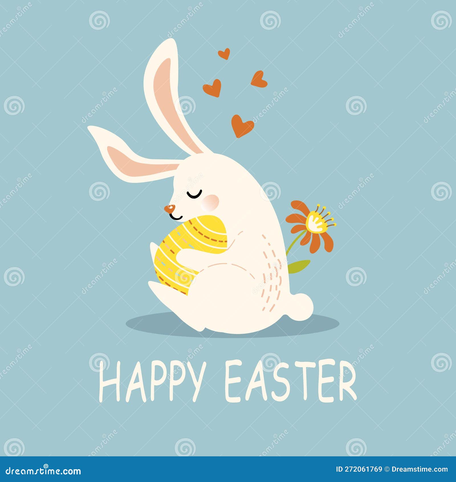 Square Easter Banner with Cute Bunny Hugging Easter Egg Stock Vector ...
