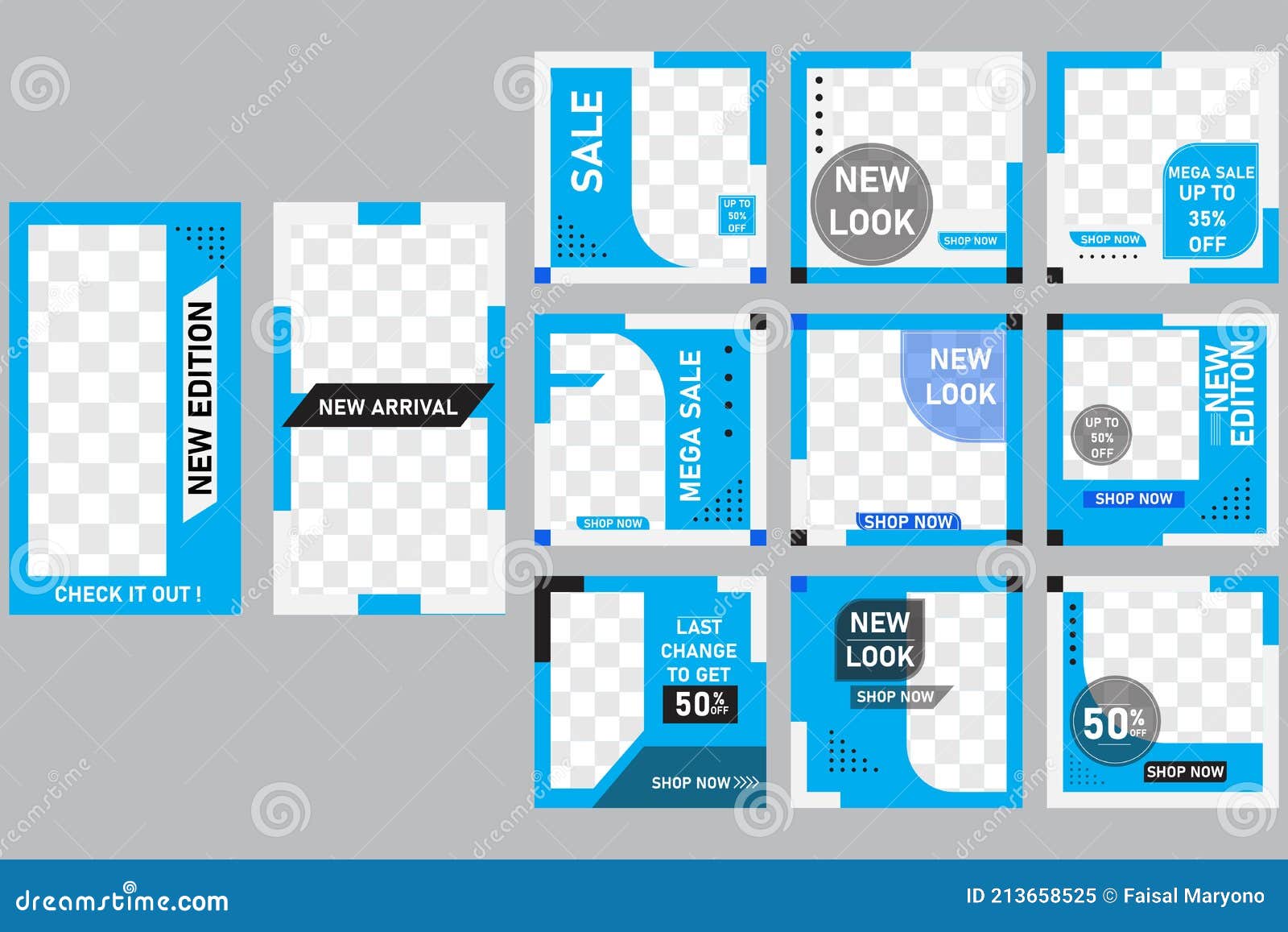 Square Editable Social Media Template for Fashion Stock Vector ...