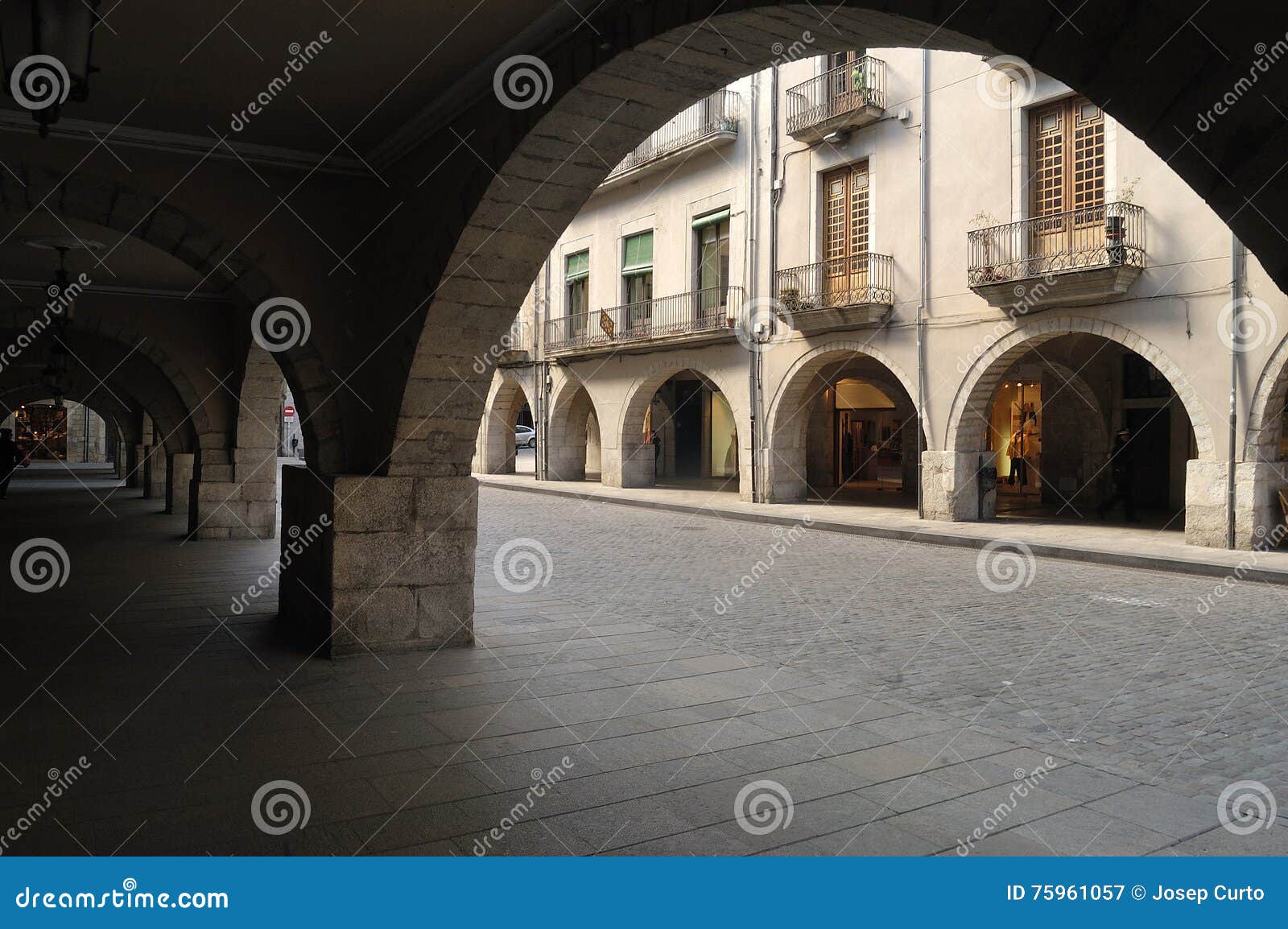 Square el Vi in Girona, stock image. Image of girona - 75961057