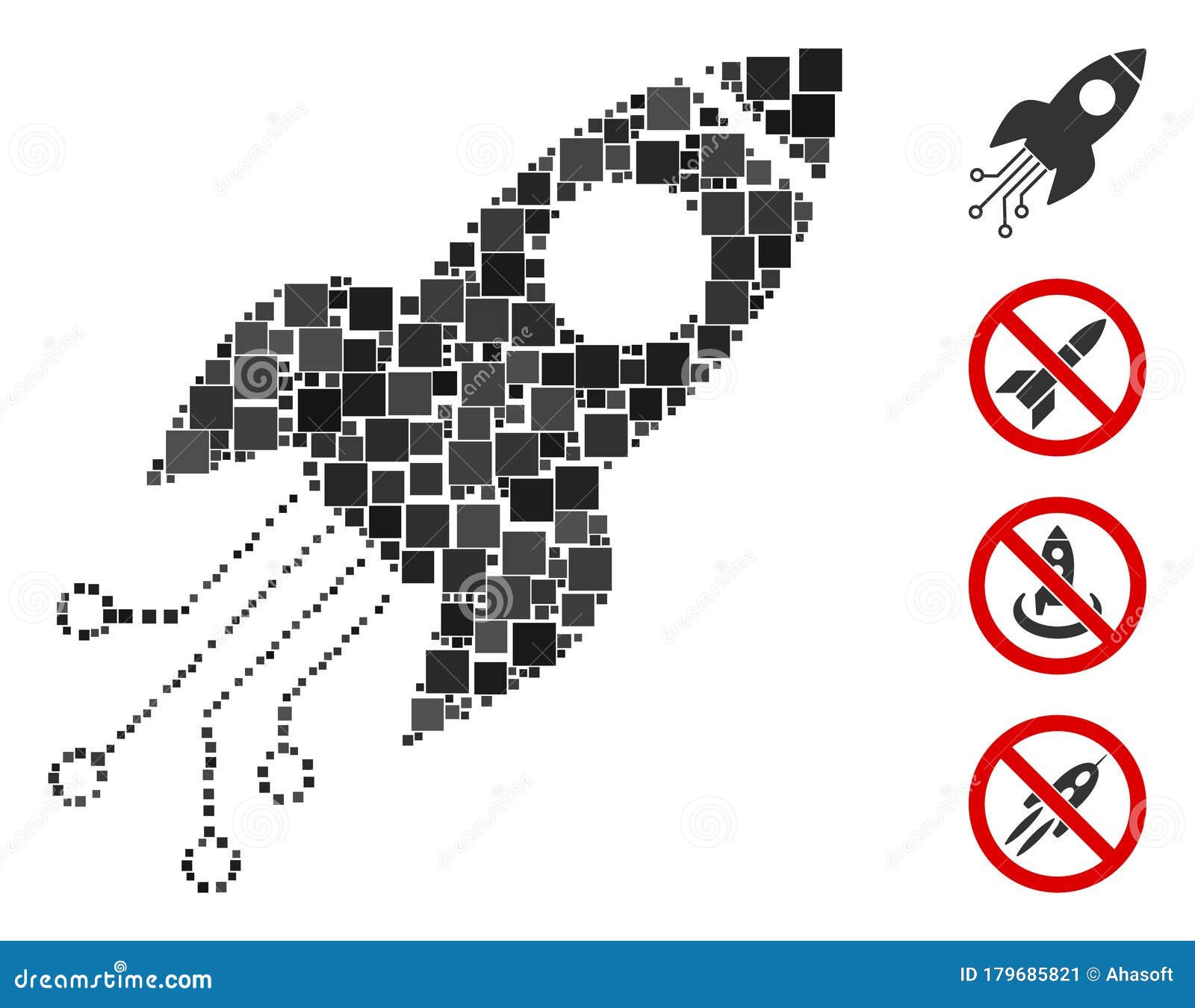 Square Electronic Rocket Icon Vector Collage Stock Vector ...