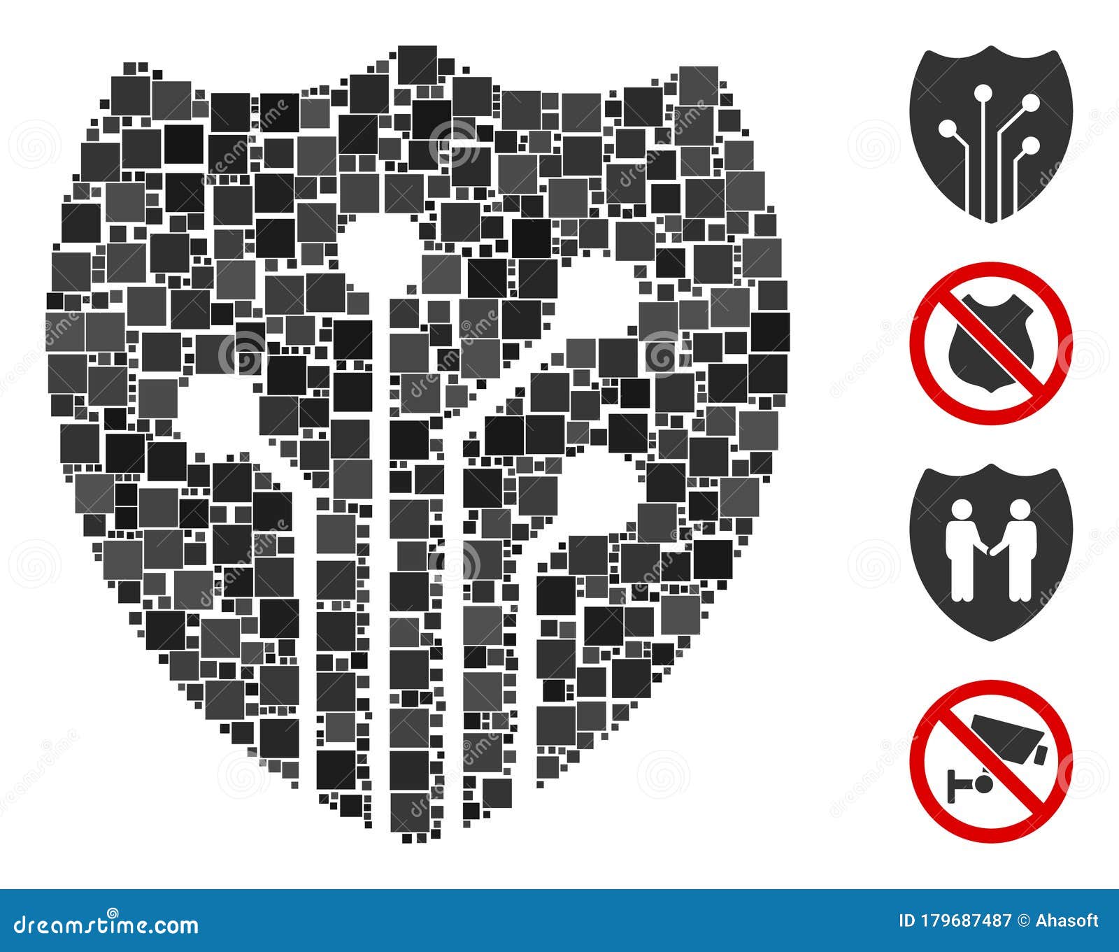 Square Electronic Shield Icon Vector Collage Stock Vector ...