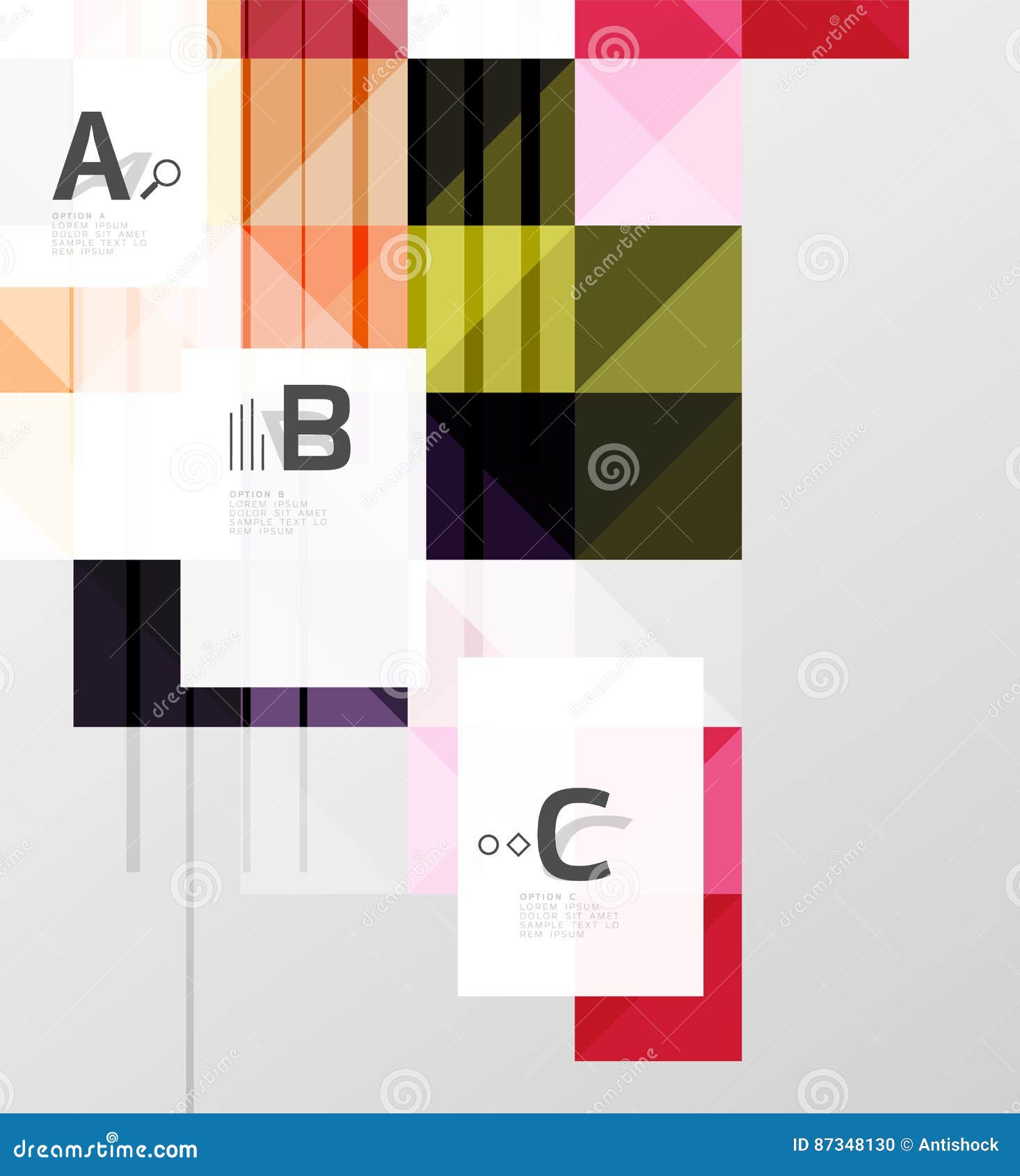 Square Elements with Infographics and Options Stock Illustration ...