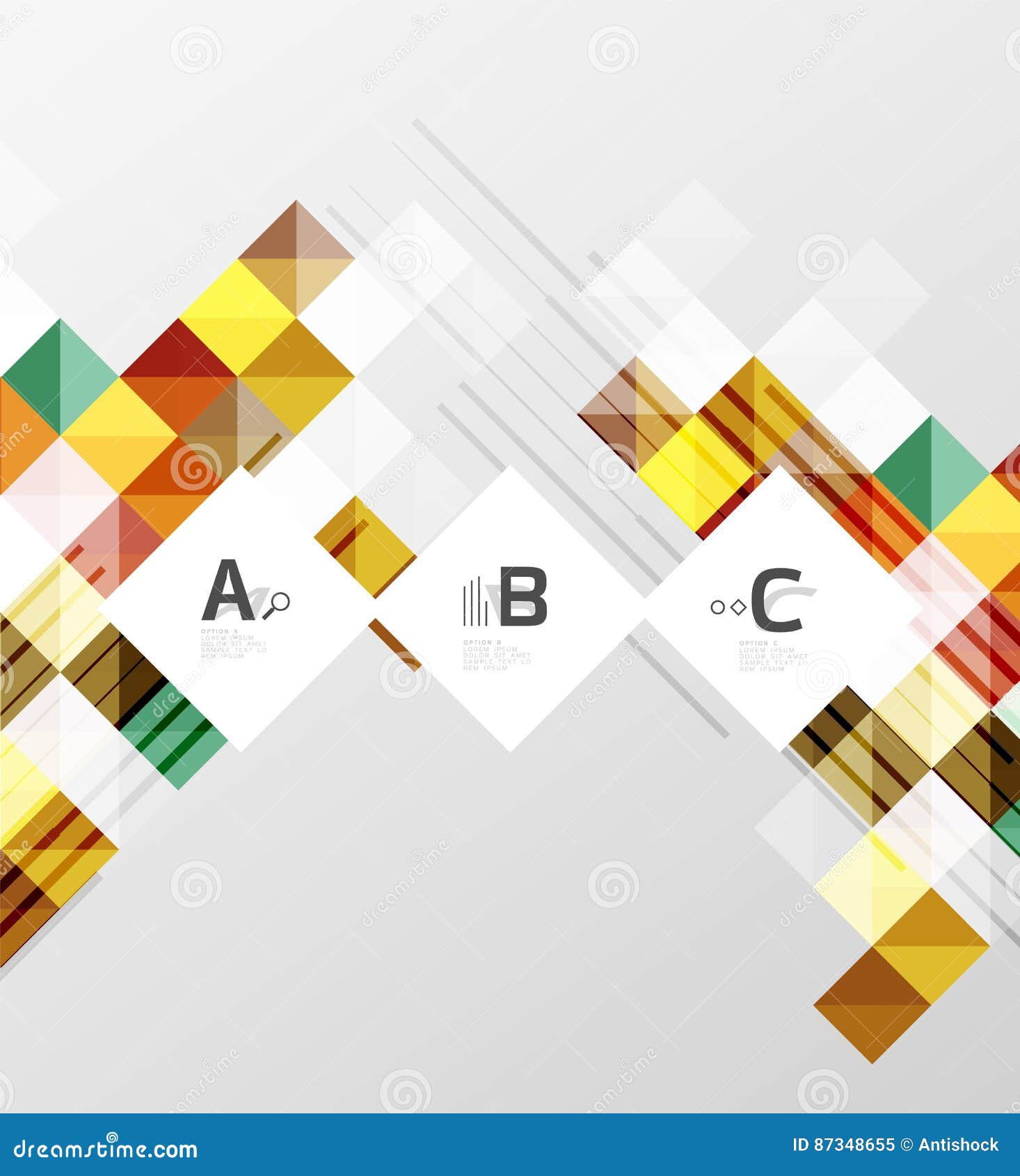 Square Elements with Infographics and Options Stock Illustration ...