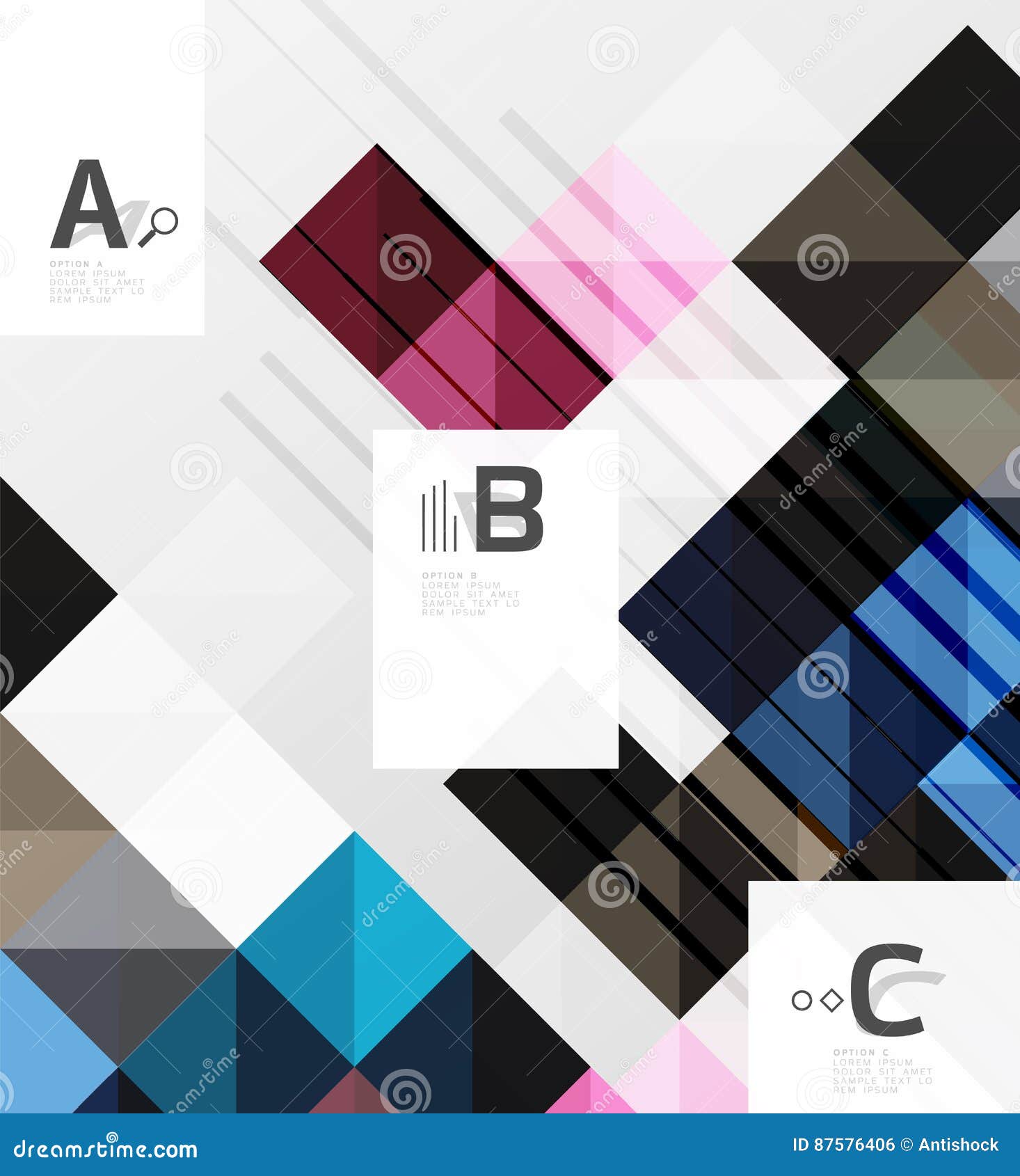 Square Elements with Infographics and Options Stock Vector ...