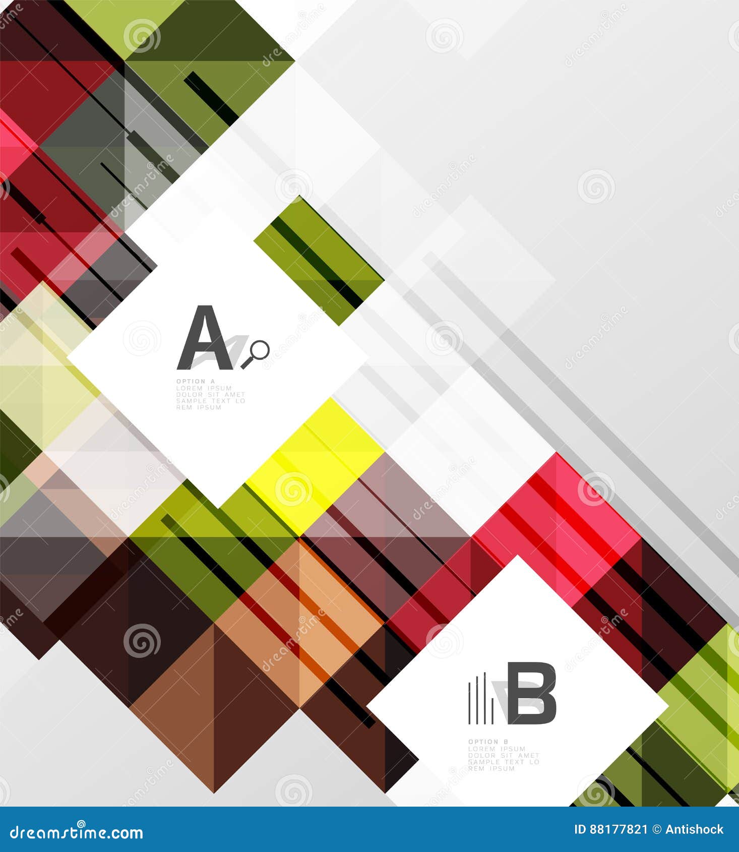 Square Elements with Infographics and Options Stock Illustration ...