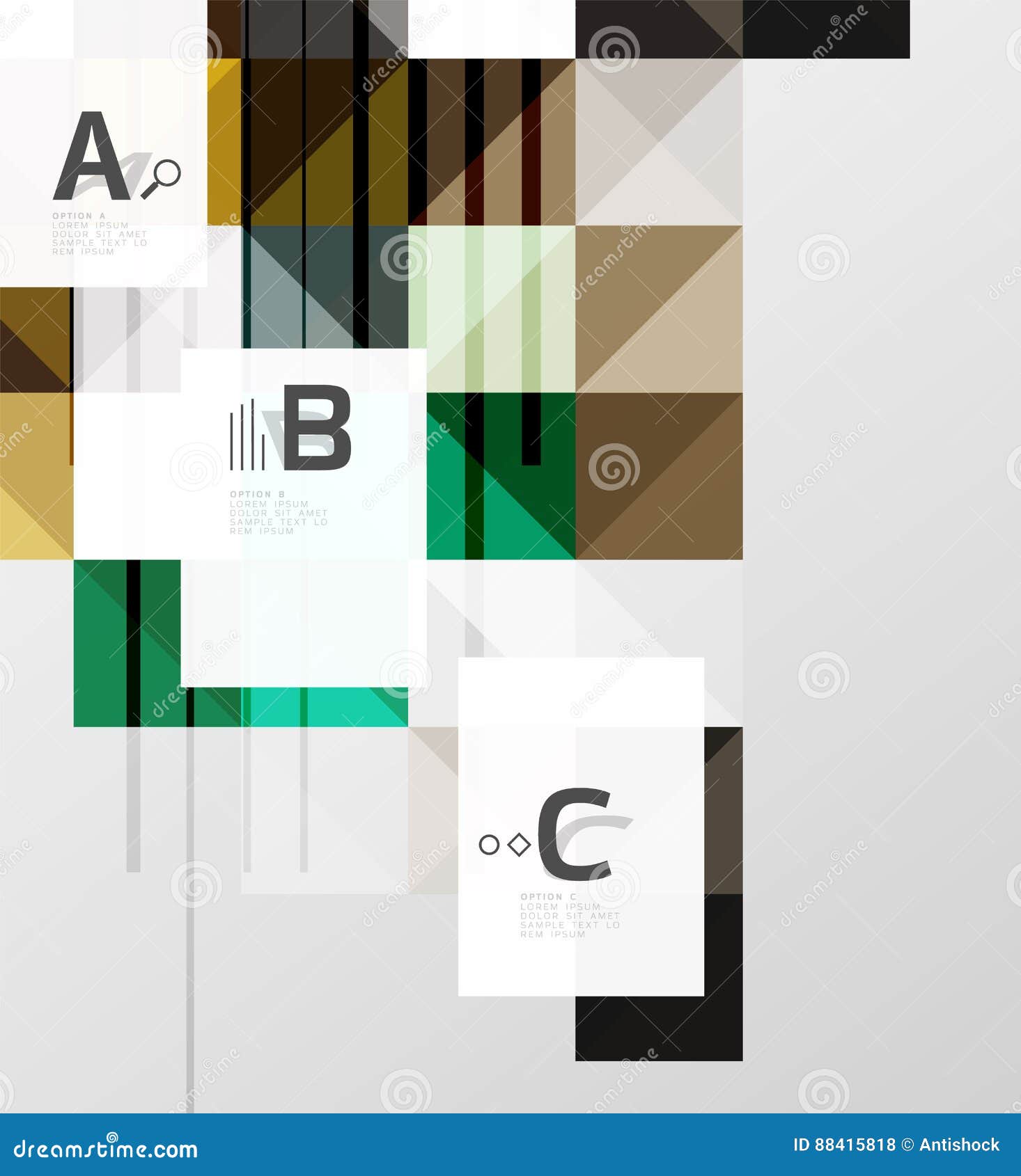 Square Elements with Infographics and Options Stock Illustration ...