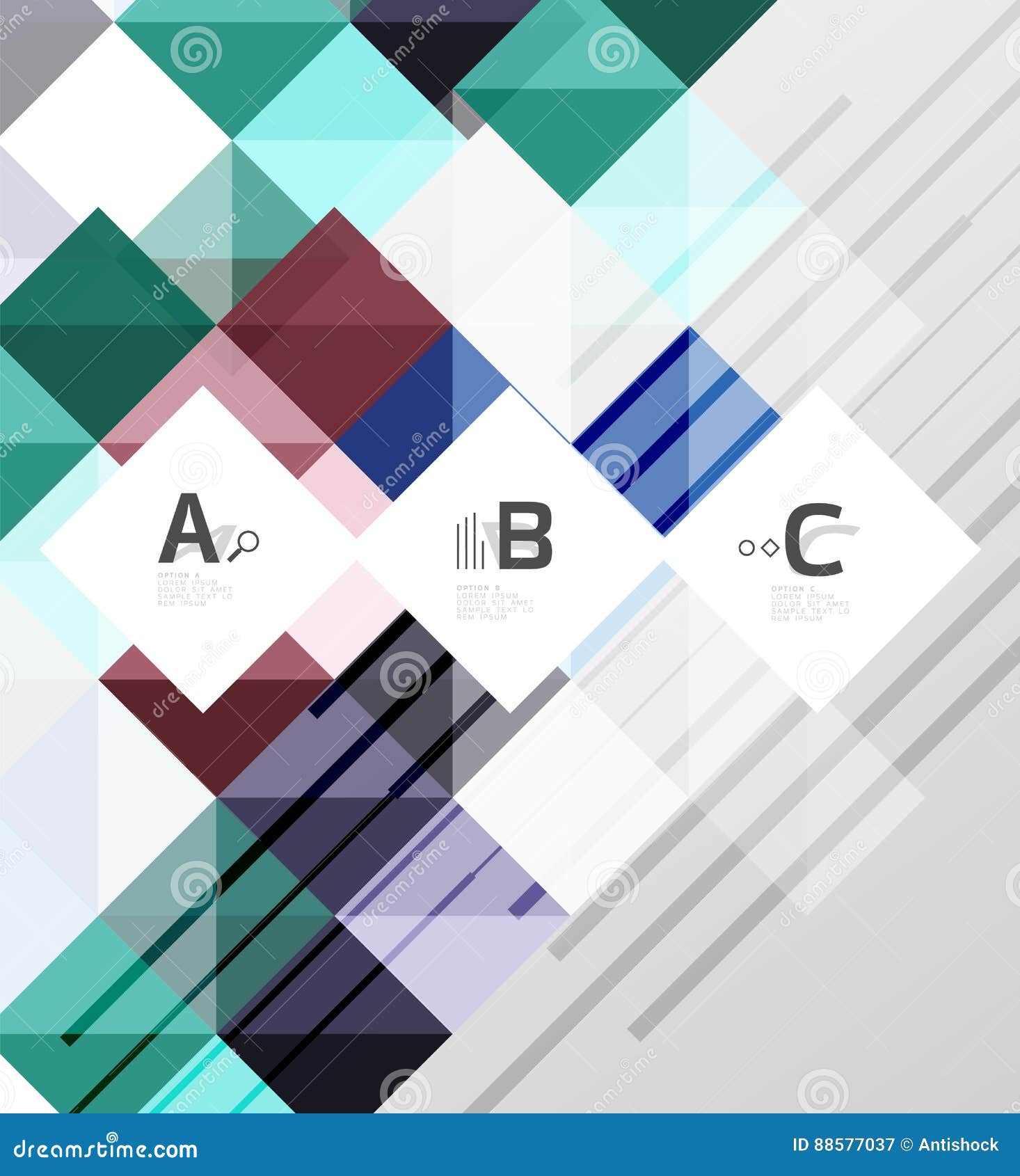 Square Elements with Infographics and Options Stock Illustration ...