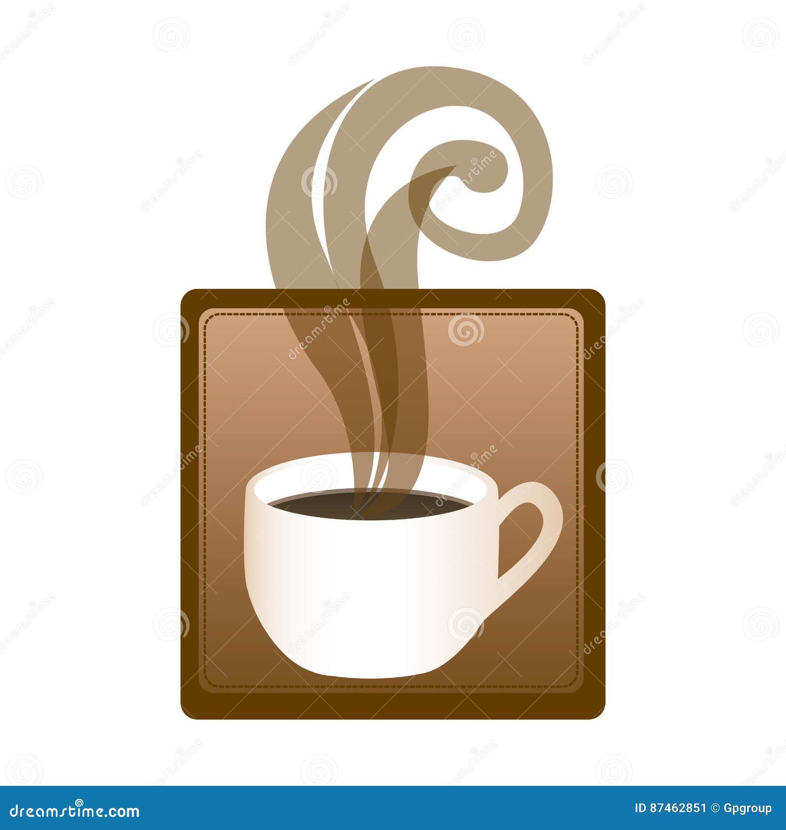 Square Emblem with Hot Cup of Coffee Stock Illustration - Illustration ...