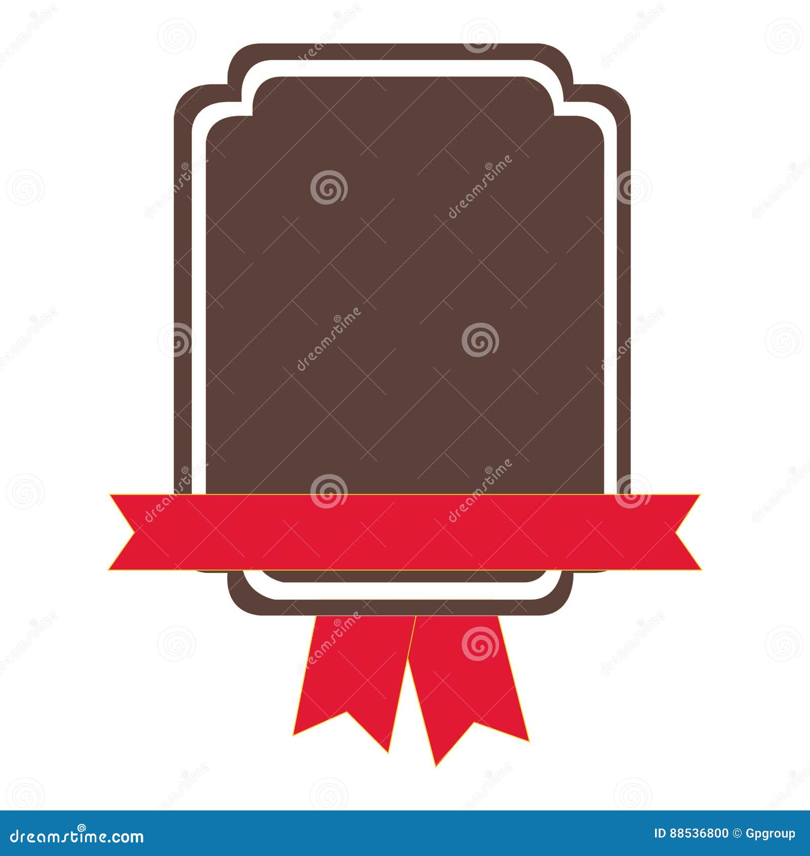 Square Emblem with Ribbon Icon Stock Illustration - Illustration of ...