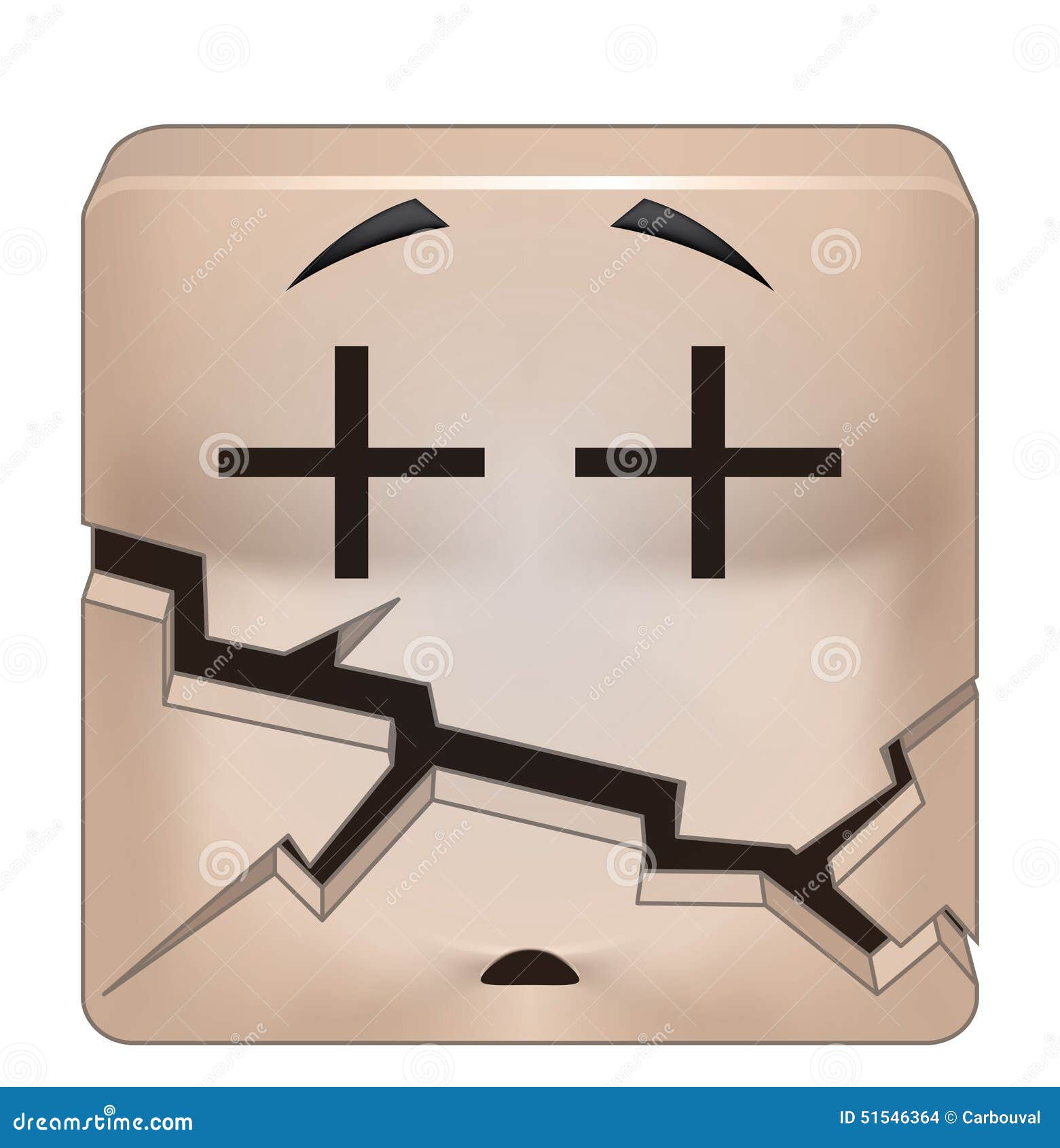 Square emoticon broken stock illustration. Illustration of crack - 51546364