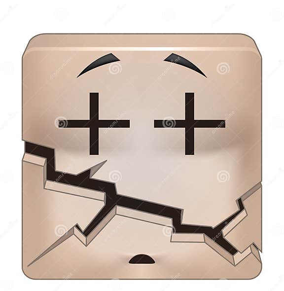 Square emoticon broken stock illustration. Illustration of crack - 51546364