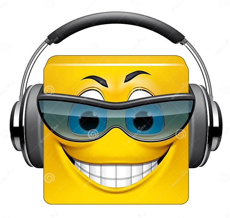 Square emoticon DJ stock illustration. Illustration of isolated - 51440533