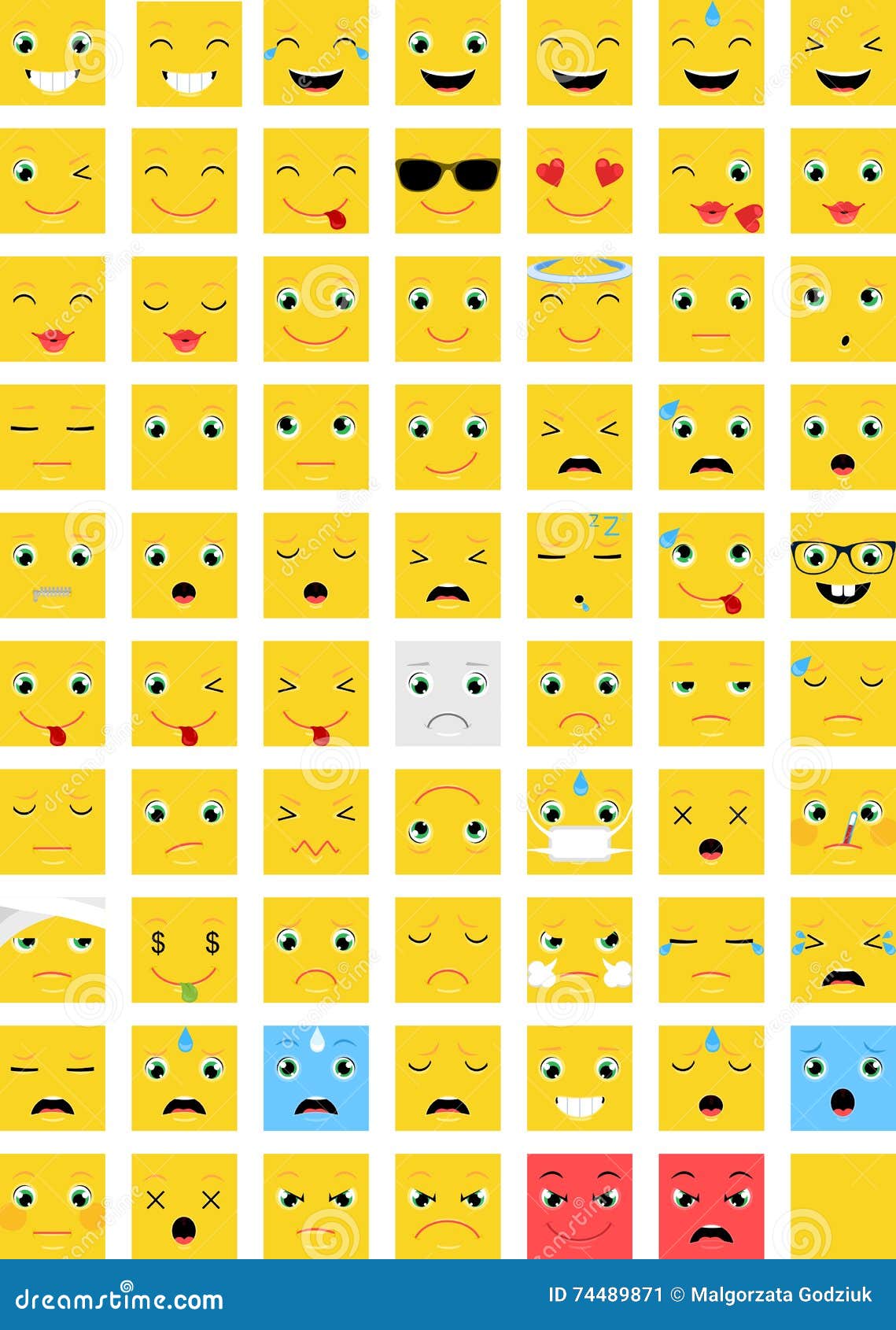Square Emoticons Or Smiley Icons Set Stock Photo | CartoonDealer.com ...