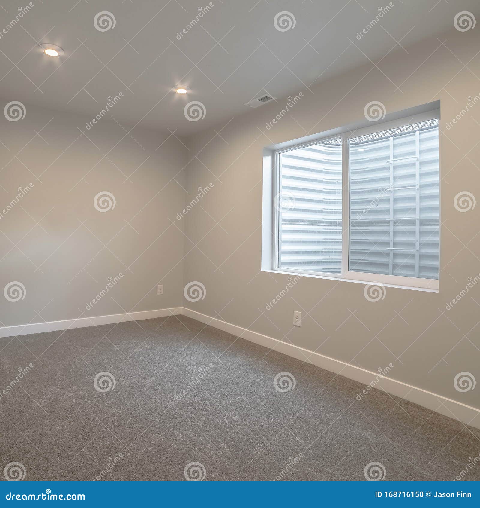 Square Empty Modern Room Interior with Down Lights Stock Photo - Image ...