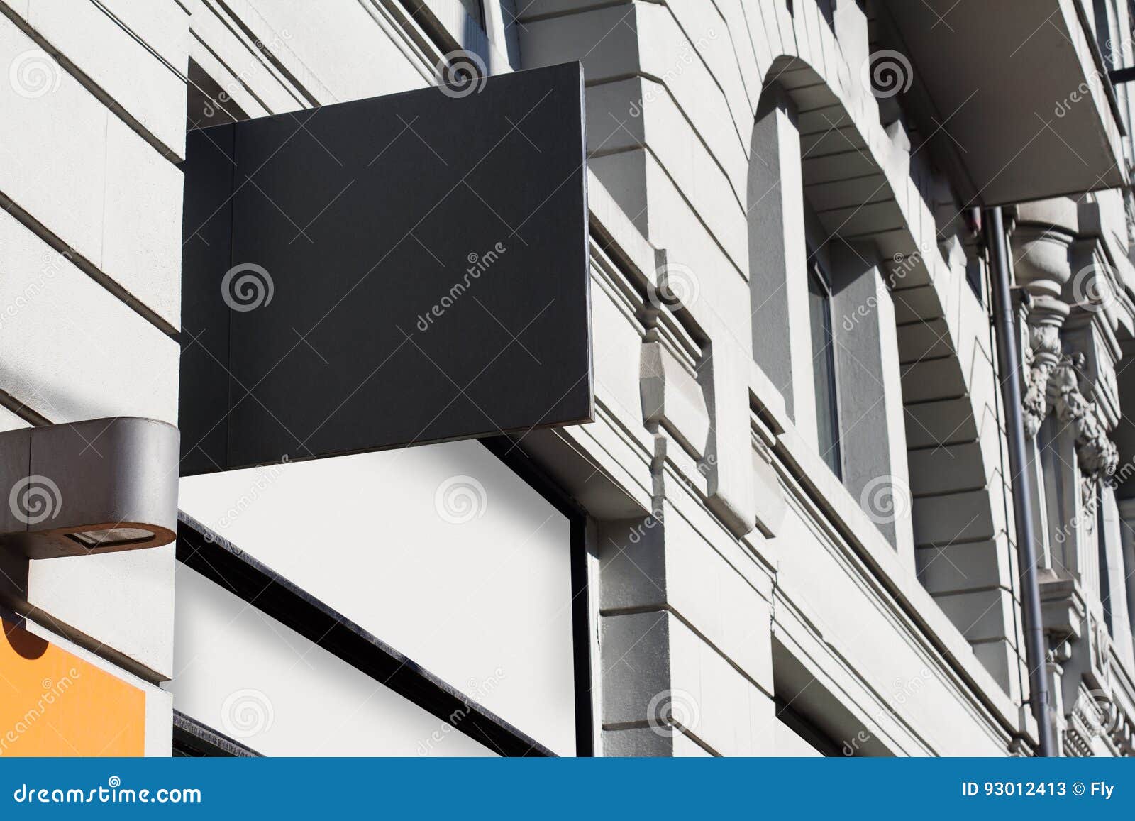 Square Empty Signboard on a Building with Classical Architecture Stock ...