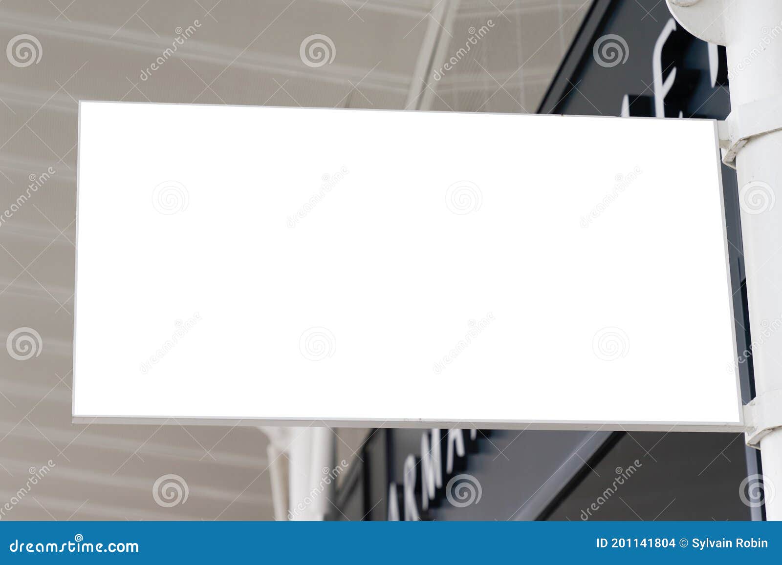 Square Empty White Sign Board on Facade Building Modern Architect Stock ...