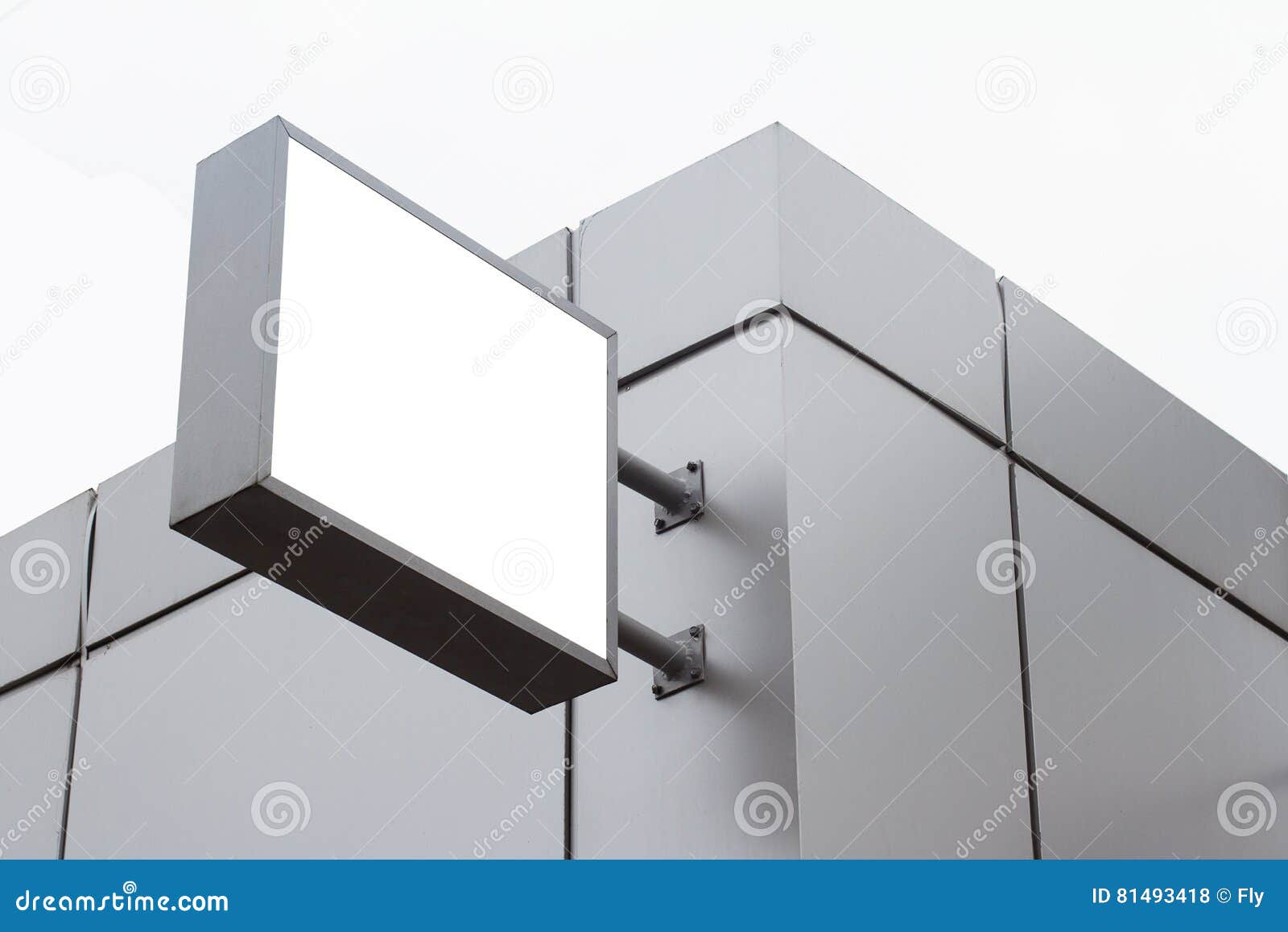 Square Empty White Signboard on a Building with Modern Architect Stock ...